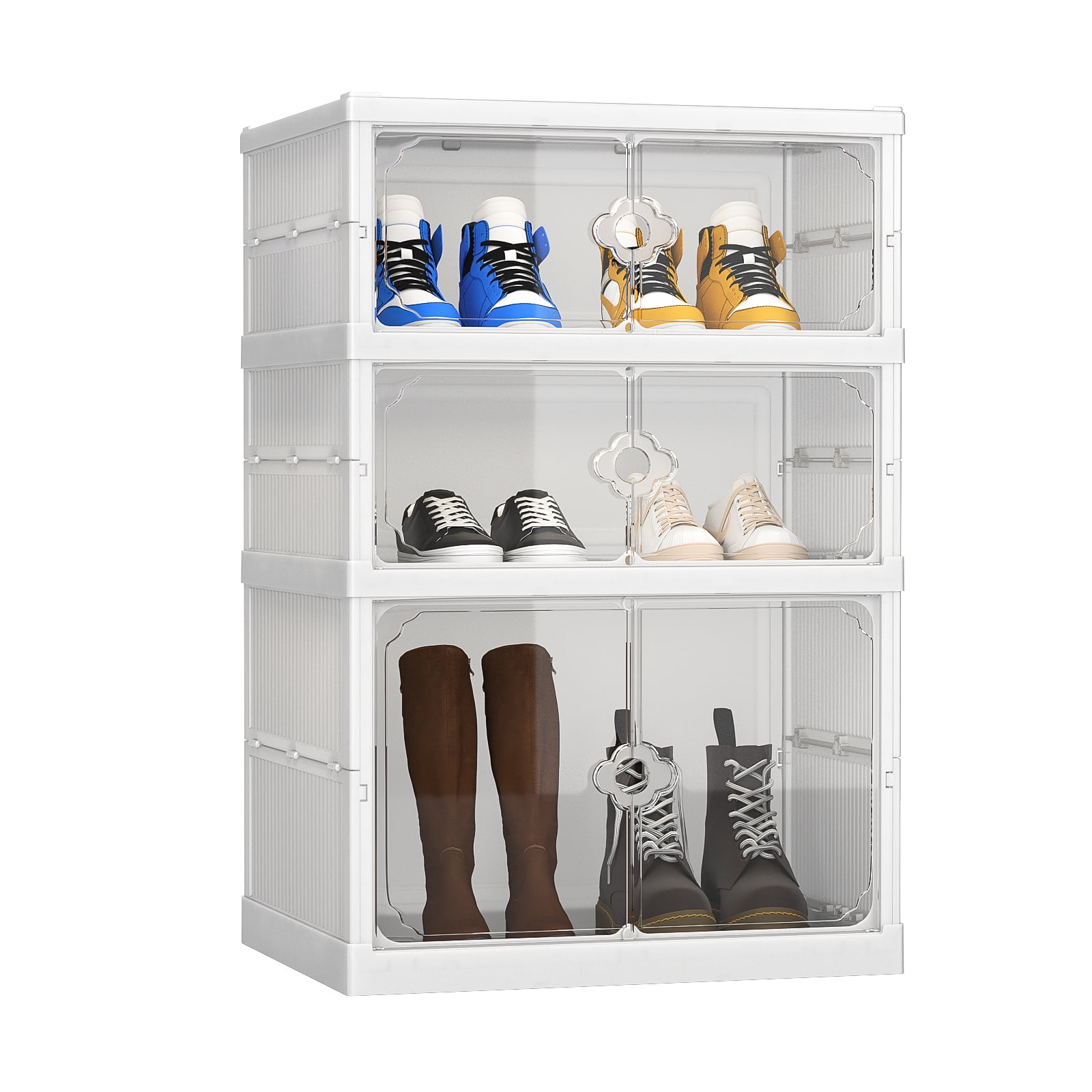 CHERISHGARD Shoe Storage Boxes,12 Pack Collapsible Shoe Box,Plastic ...