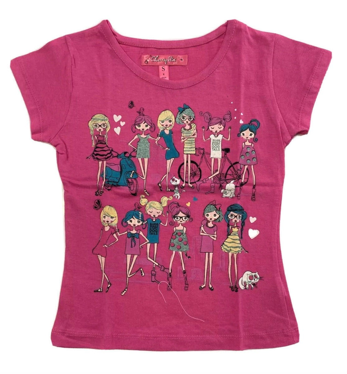 CHERRY STIX GIRLS TOP - PINK FASHION SZ 5 6 - SHIRT SHORT SLEEVE ...