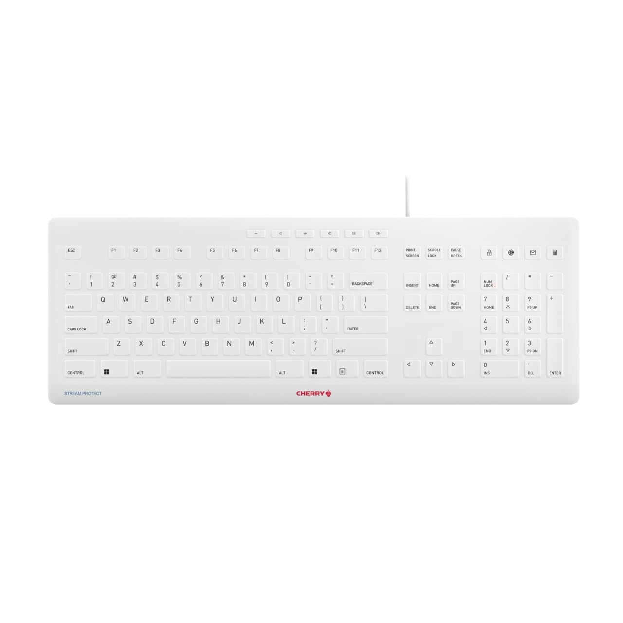 Cherry Stream Protect Keyboard with Silicone Membrane, White JK-8502US ...