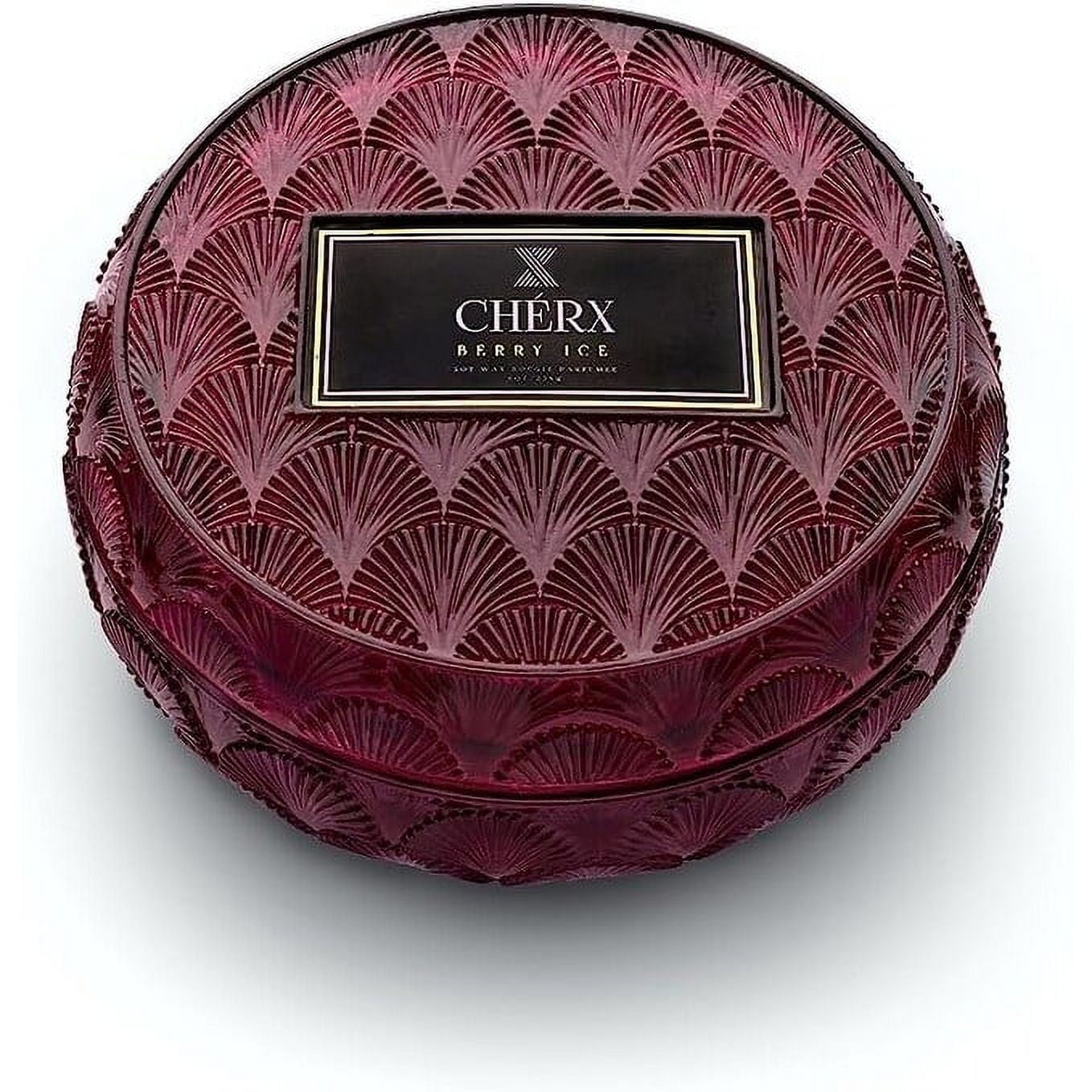 CHERX Scented Soy Wax Candle 8 oz Embossed Glass Decorative Bowl Single Wick 60 Hours Burn Time ...