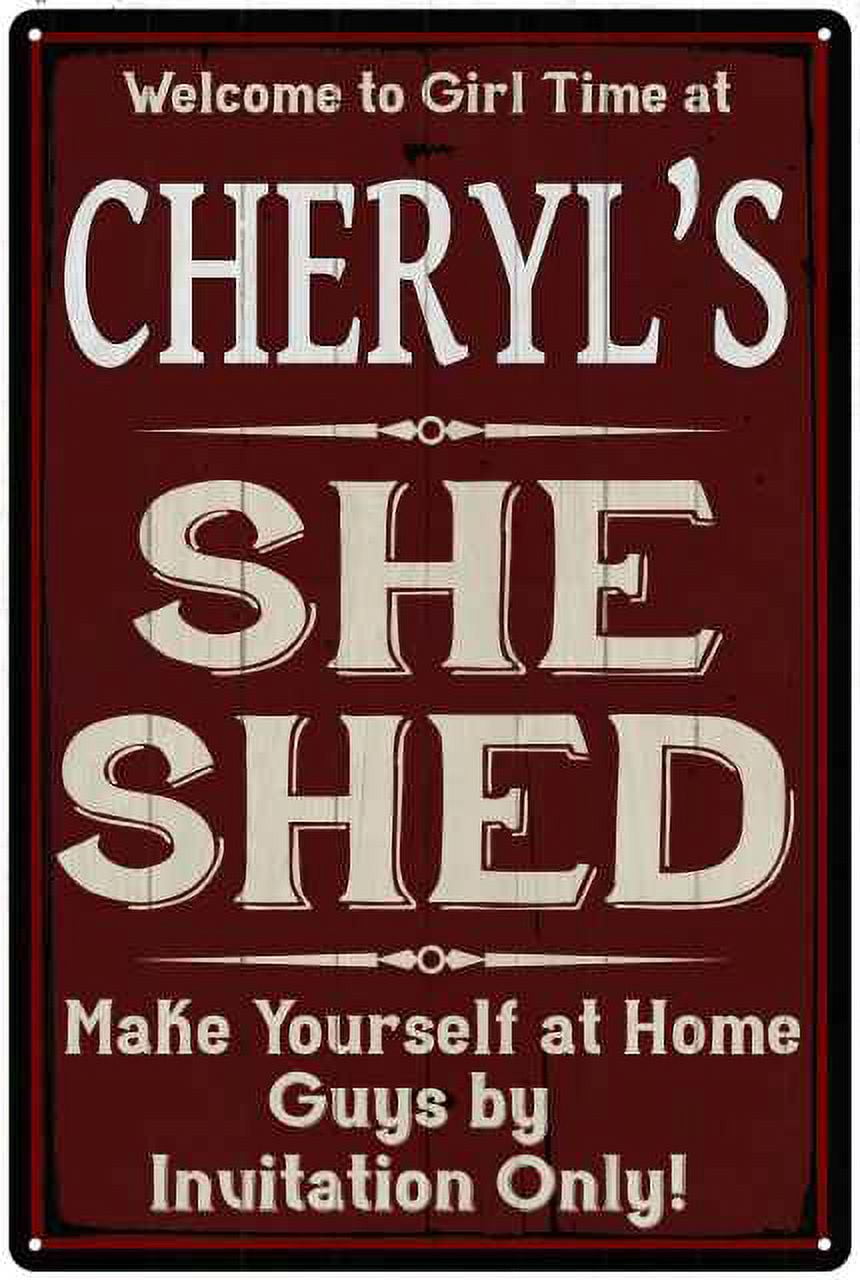 CHERYL'S She Shed Red Sign Lady Cave 8 x 12 High Gloss Metal ...