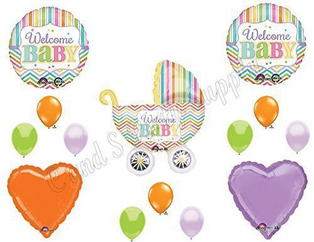 CHEVRON CARRIAGE BABY SHOWER Balloons Decoration Supplies Boy girl ...