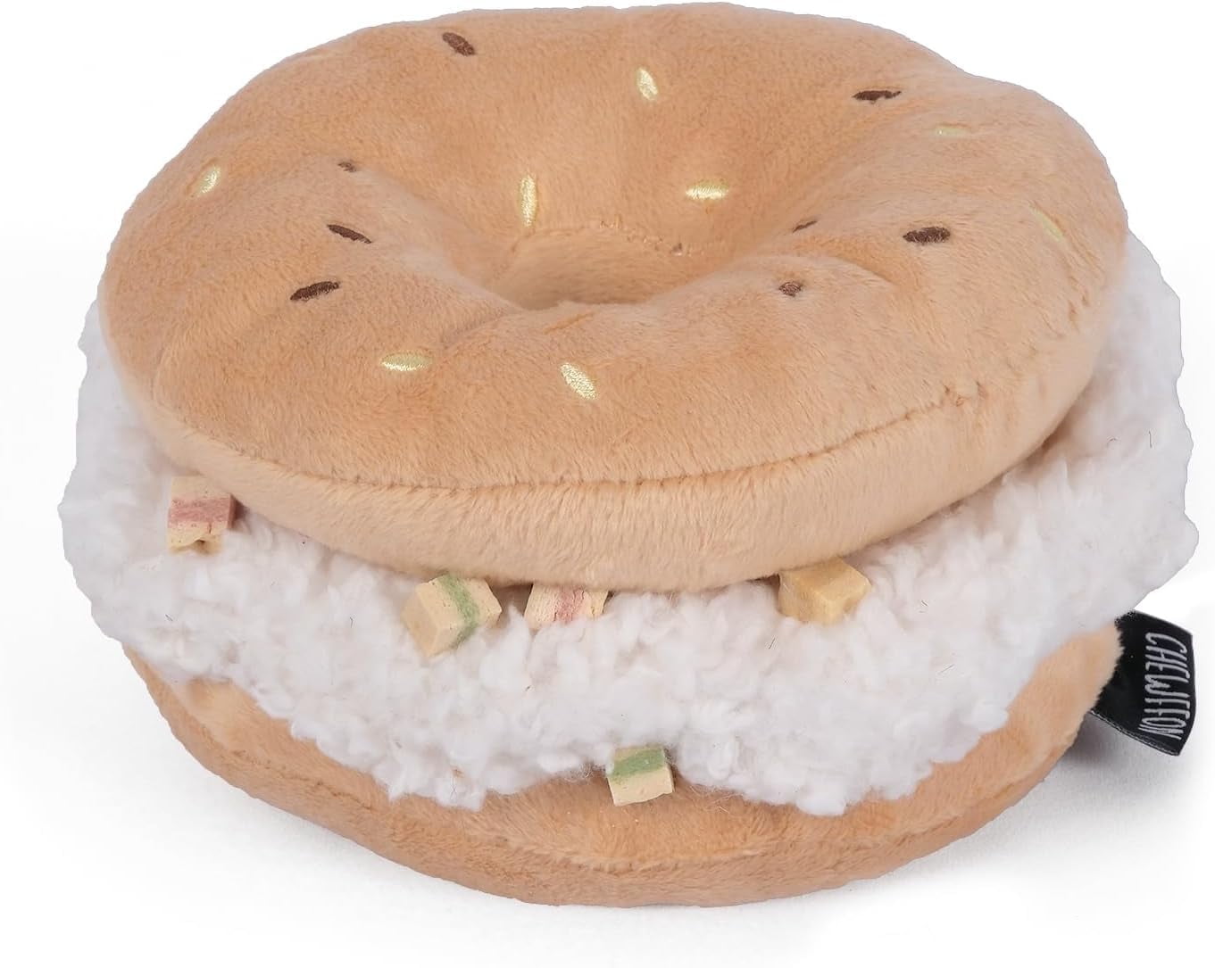 CHEWFFON Dog Plush Squeaky Toy, Interactive Bagel Shape Puppy Snuffle ...