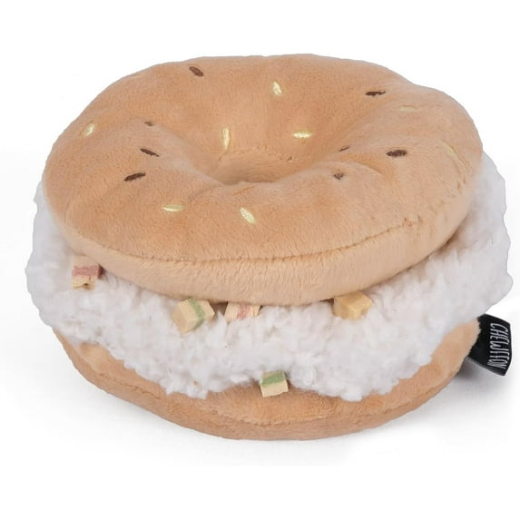 CHEWFFON Dog Plush Squeaky Toy, Interactive Bagel Shape Puppy Snuffle ...