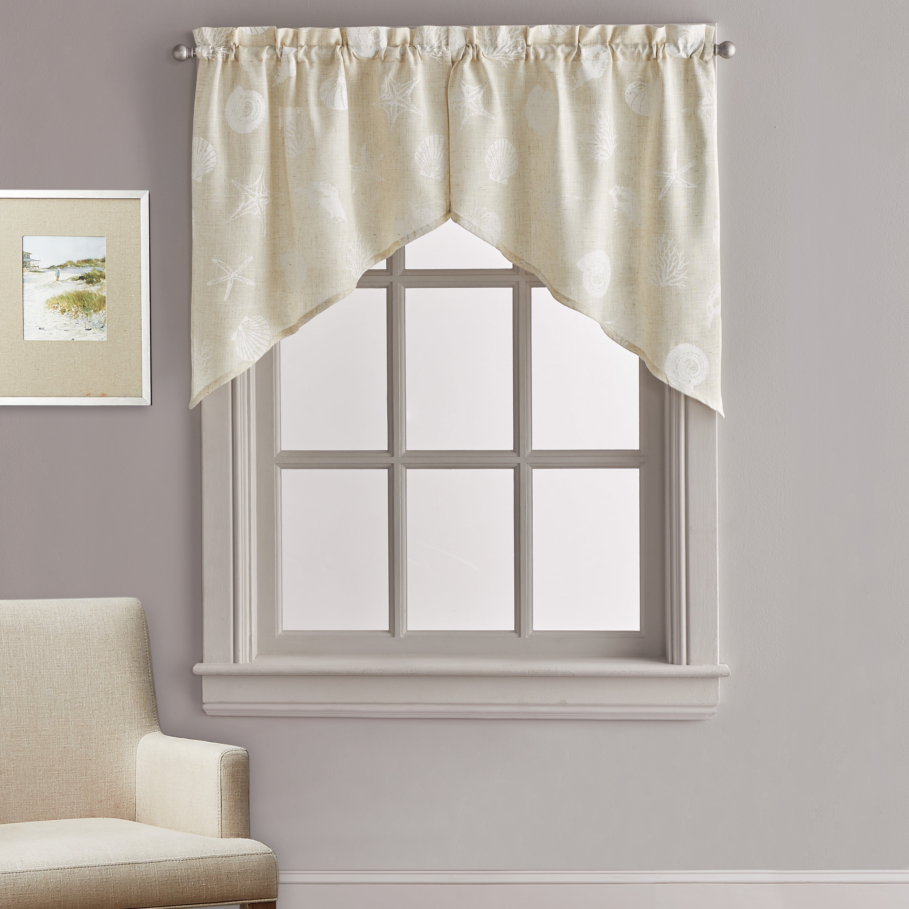 CHF Seashells Swag Curtain 54" x 30" Printed, Linen, Adult - Walmart.com