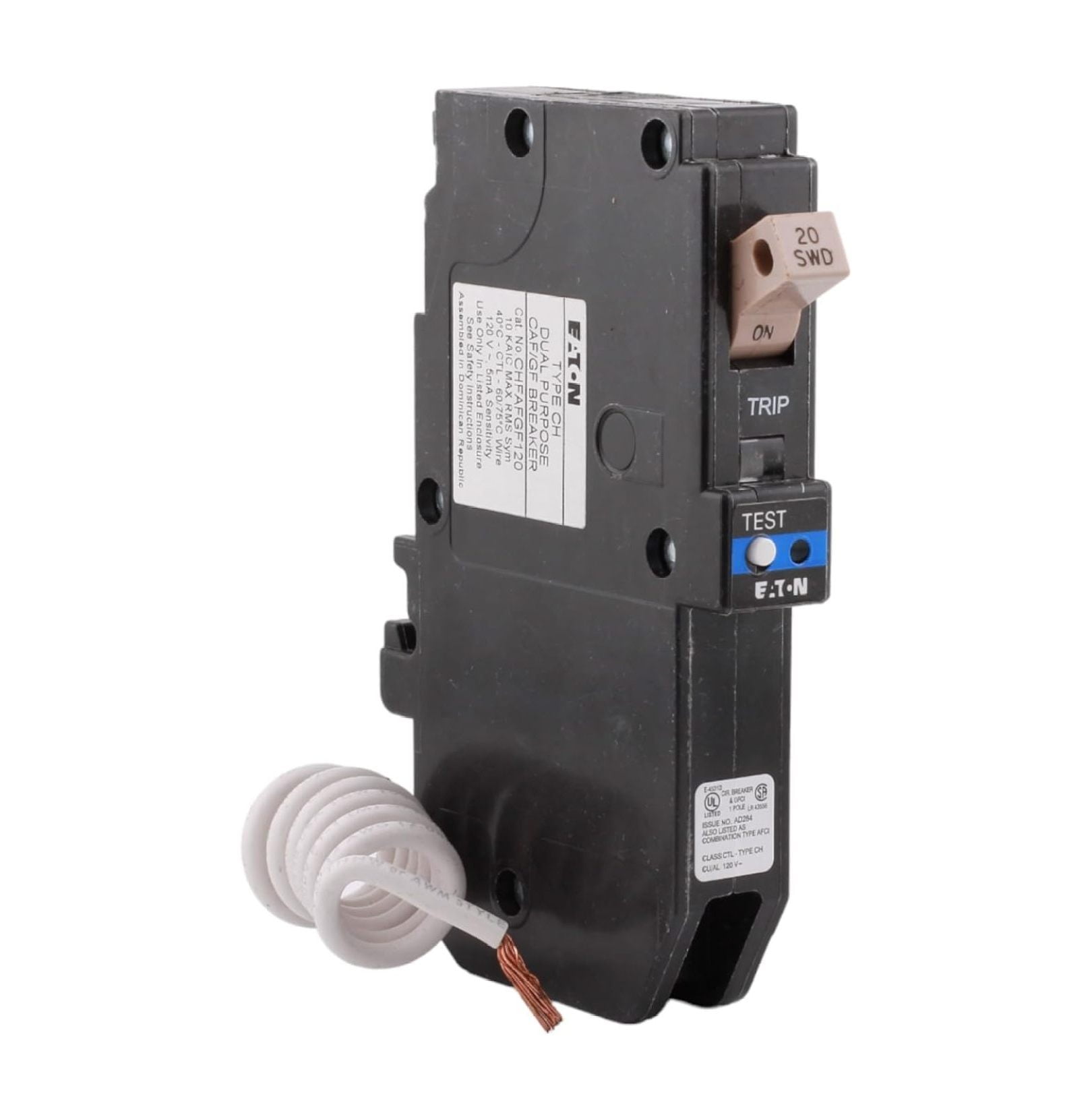 CHFAFGF120 20 Amp Single Pole Dual Function Circuit Breaker, Arc Fault ...