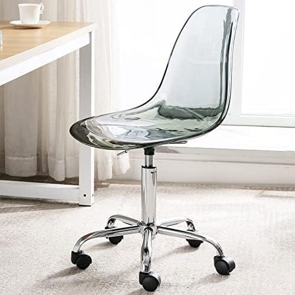 CHFBC Clear Rolling Chair Armless Acrylic Desk Chair with Golden Feet ...