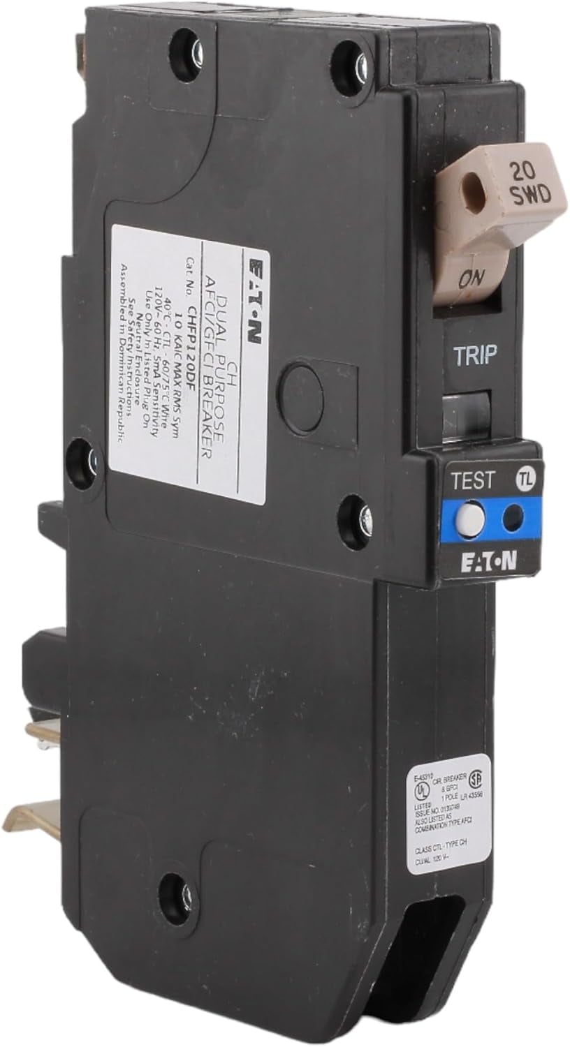 CHFP120DF 20 Amp Single Pole Dual Function AFCI/GFCI Circuit Breaker ...