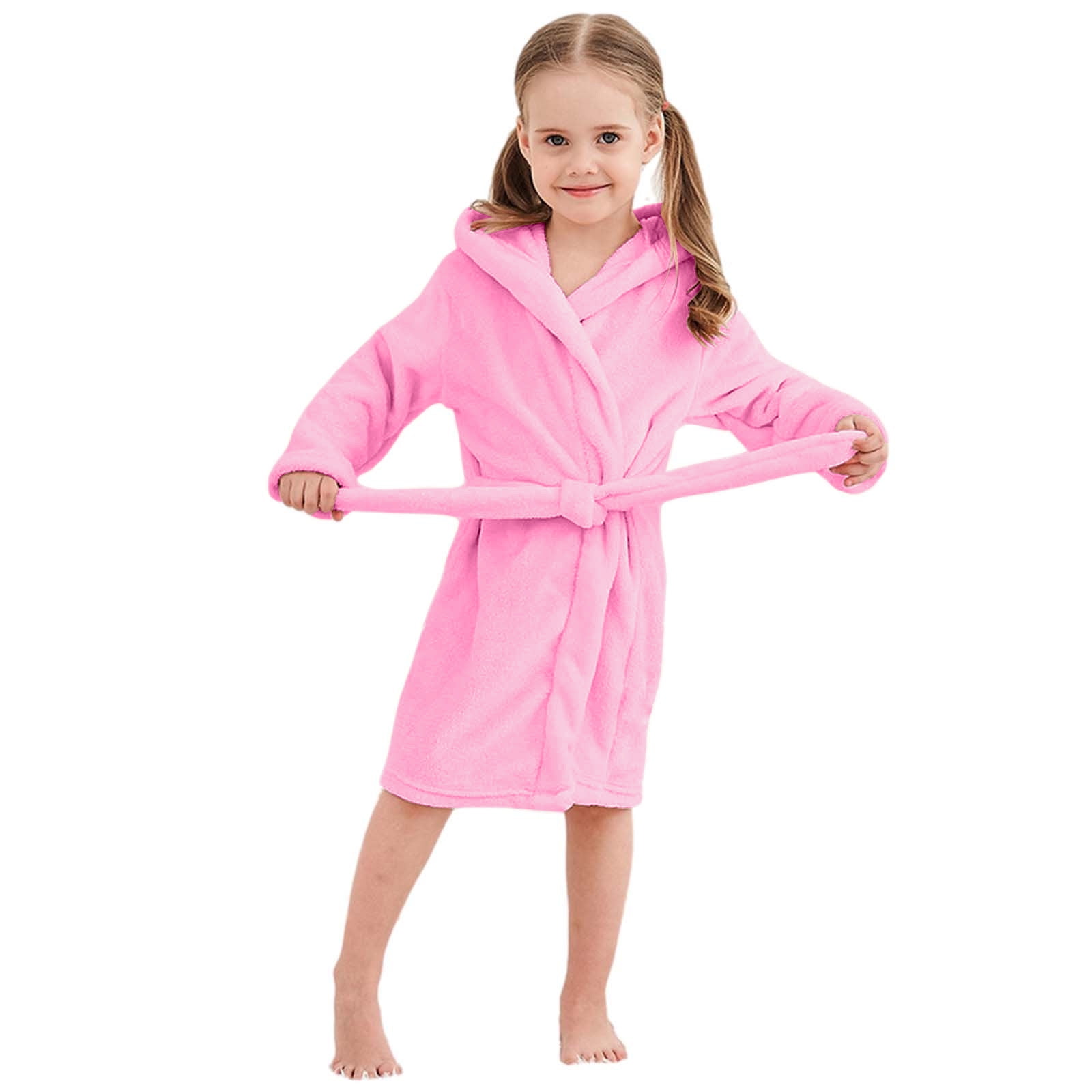 CHGBMOK Boys Girls Fleece Hooded Robes Warm Printed Bath Robe for Kids ...