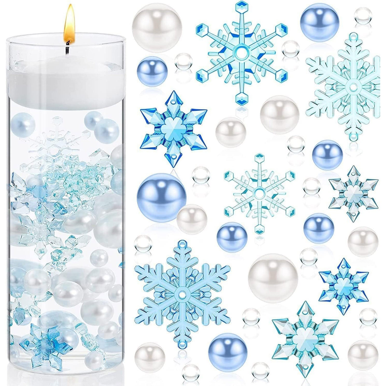 CHGBMOK 6106Pcs Christmas Vase Filler - Acrylic Snowflake Pearls ...