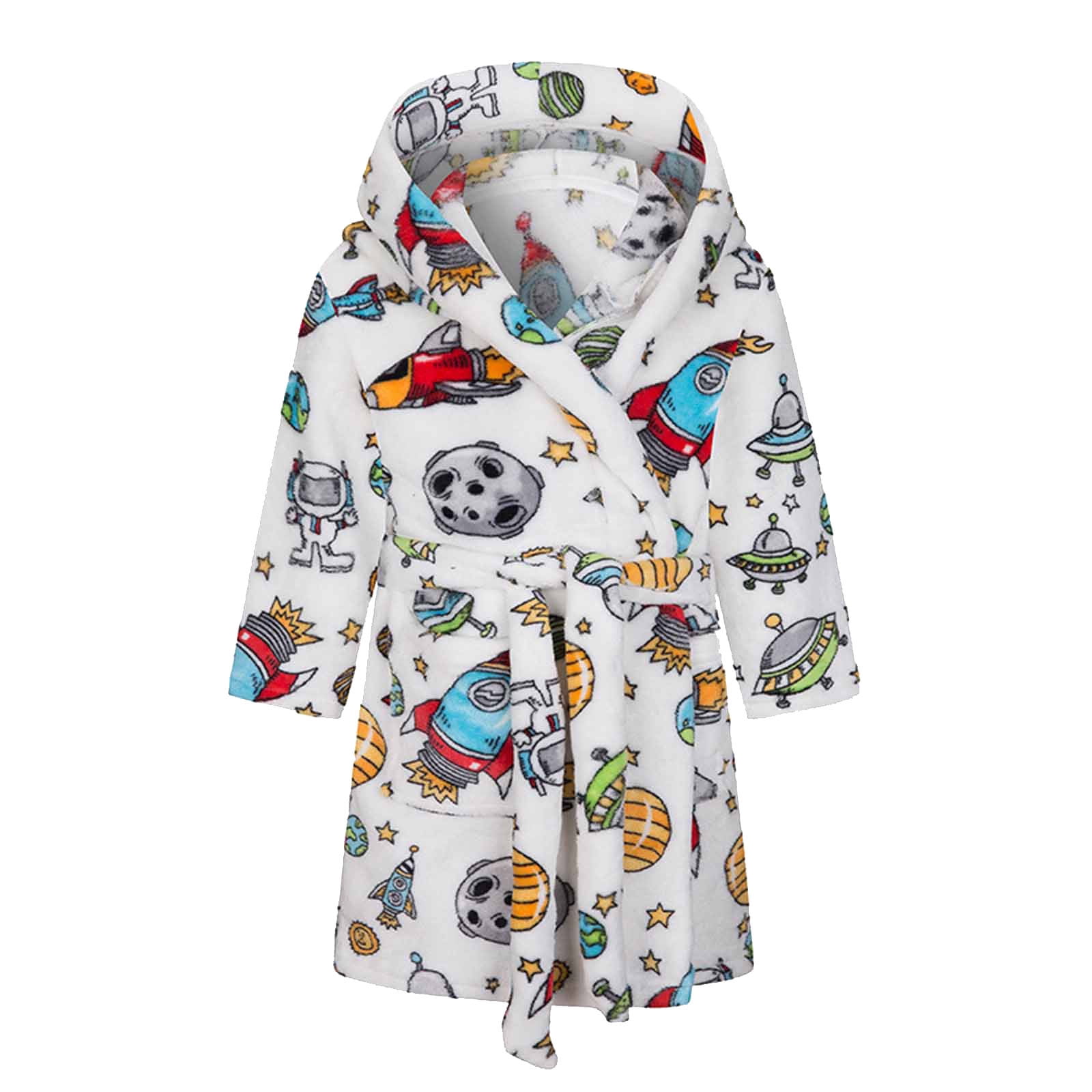 CHGBMOK Boys Girls Robe Kids Flannel Hooded Bathrobe Sleepwear Toddler ...
