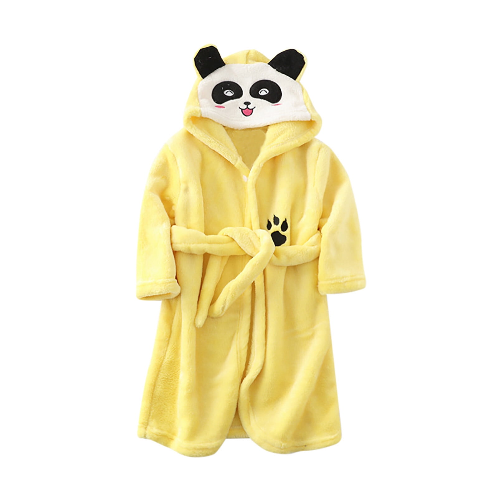 CHGBMOK Boys Girls Robe Kids Flannel Hooded Bathrobe Sleepwear Toddler ...
