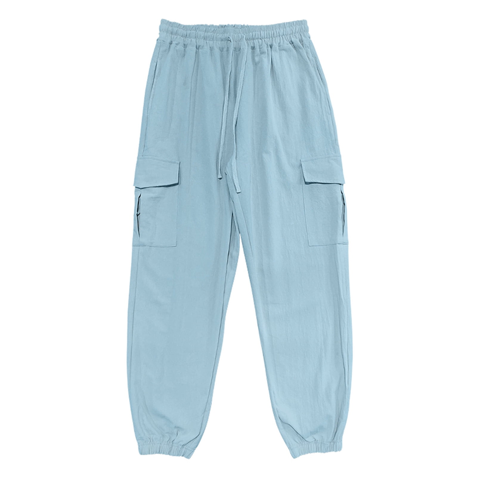 CHGBMOK Cargo Pants for Men Fall Cuffed Pants Multi Pocket Tether Solid ...