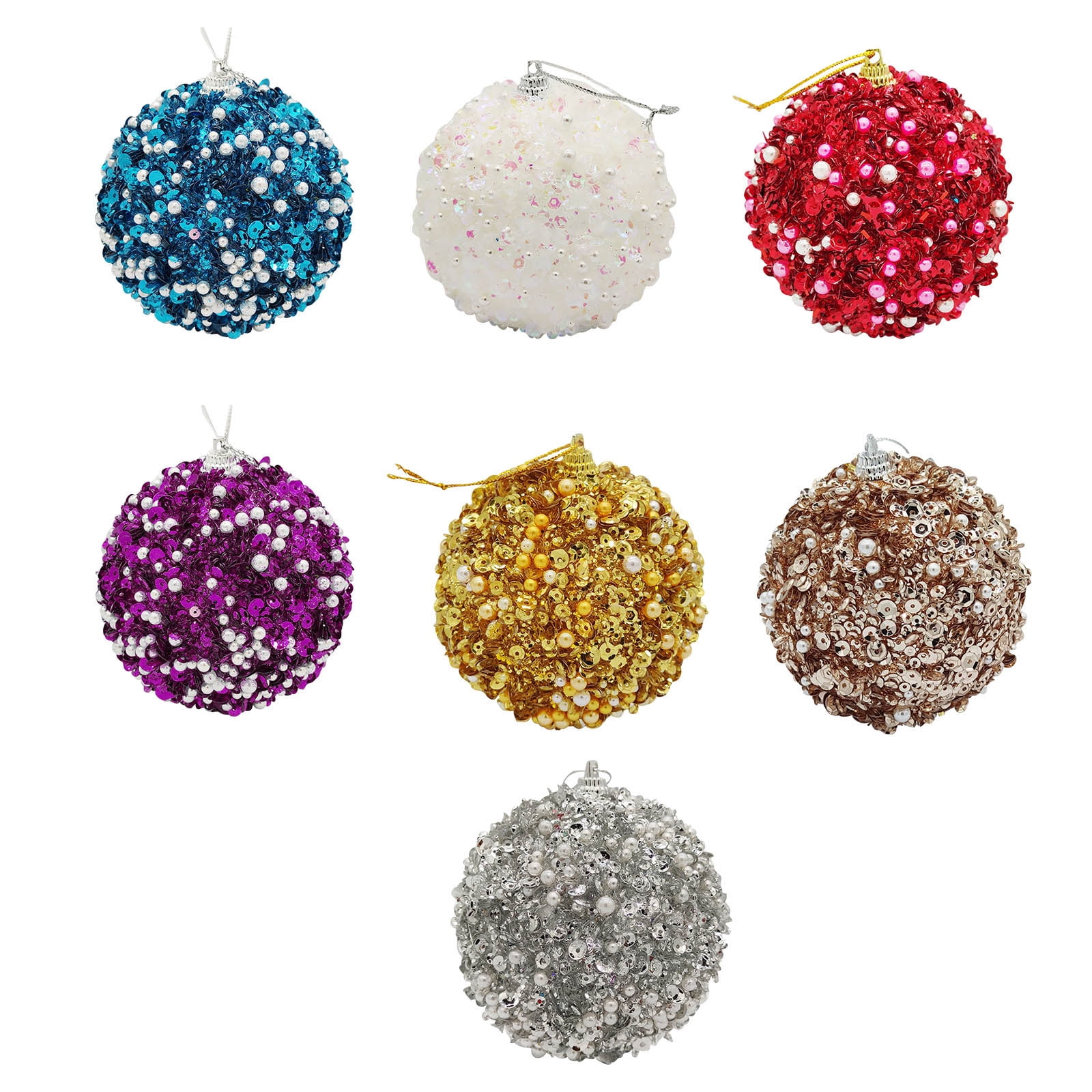 CHGBMOK Christmas Ball Ornaments 8cm Glitter Sequin Foam Bubbles Balls ...