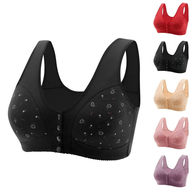 CHGBMOK Daisy Bras for Older Women,Convenient Snap Front Close Button ...