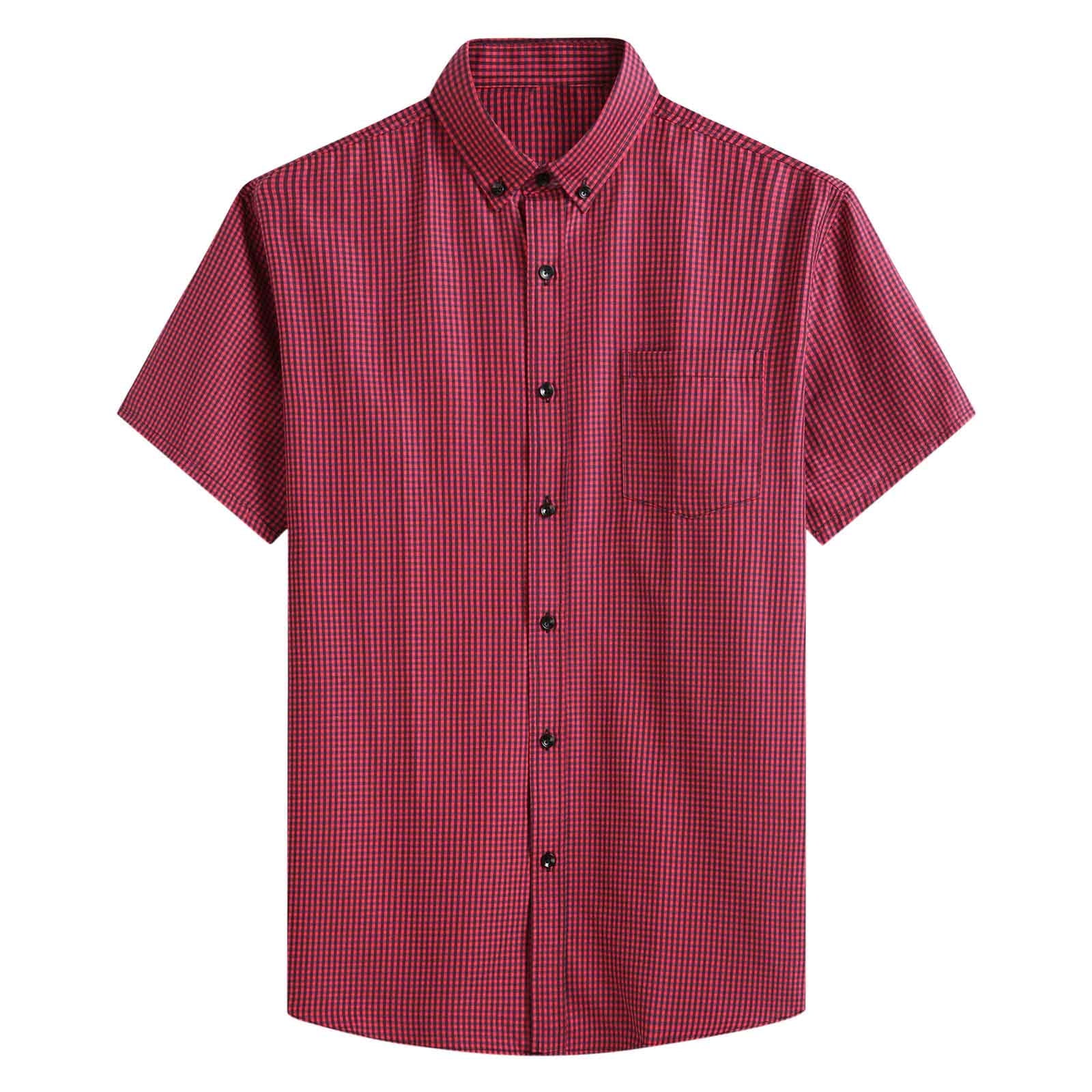 CHGBMOK Dress Shirts for Men Fashion Business Turndown Button Turndown Collar Pocket Short ...