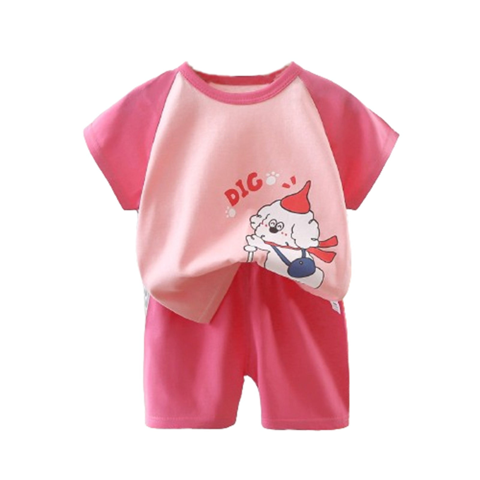 CHGBMOK Girls Matching Sets Summer Cute Printed Round Neck Short Sleeve ...