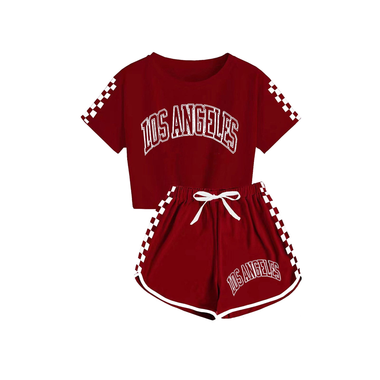 CHGBMOK Girls Summer Outfits Active Shorts Set - 4 Piece Short Sleeve T ...