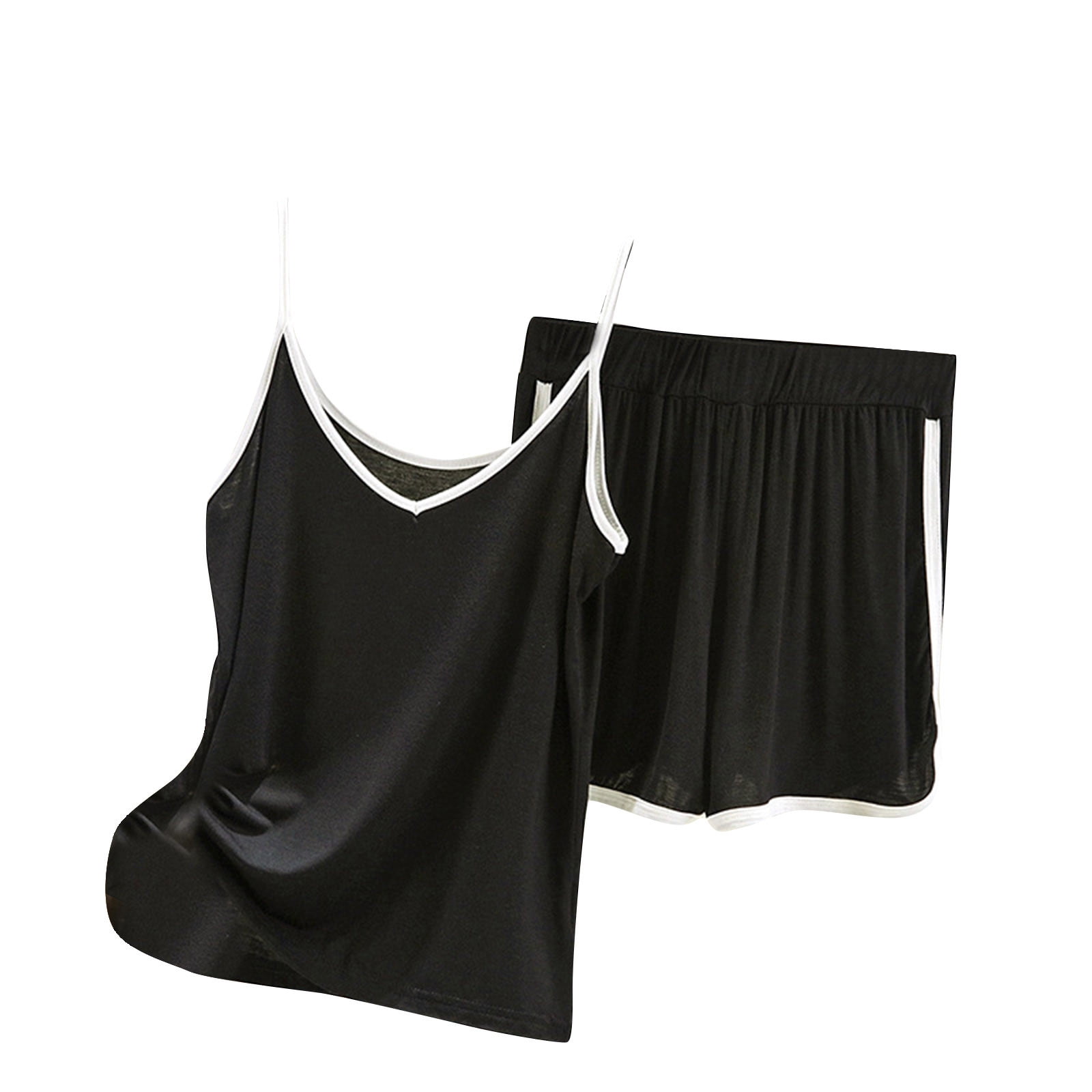 CHGBMOK Lounge Sets for Women Tank Top Summer Thin Loose Strap Solid ...