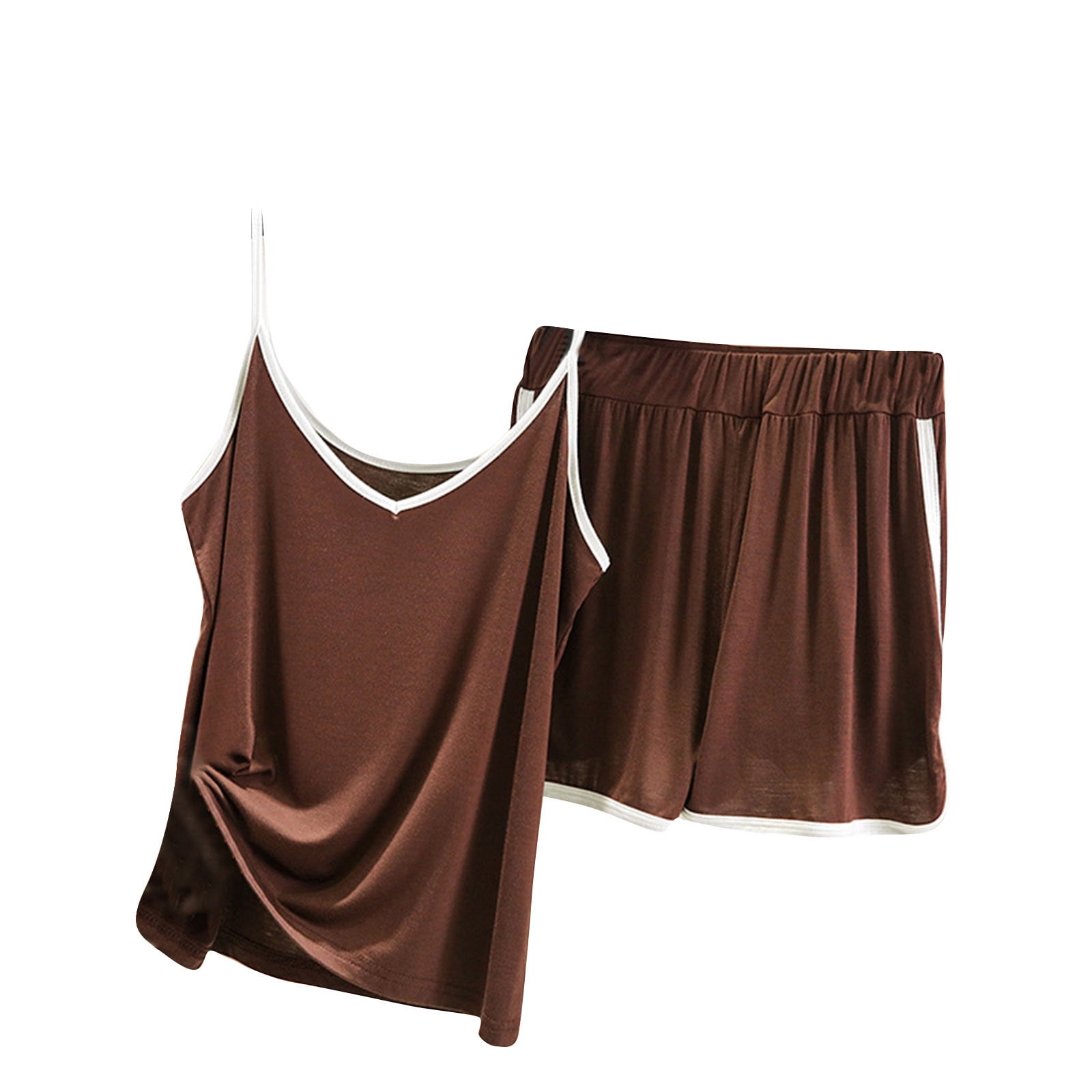 CHGBMOK Lounge Sets for Women Tank Top Summer Thin Loose Strap Solid ...