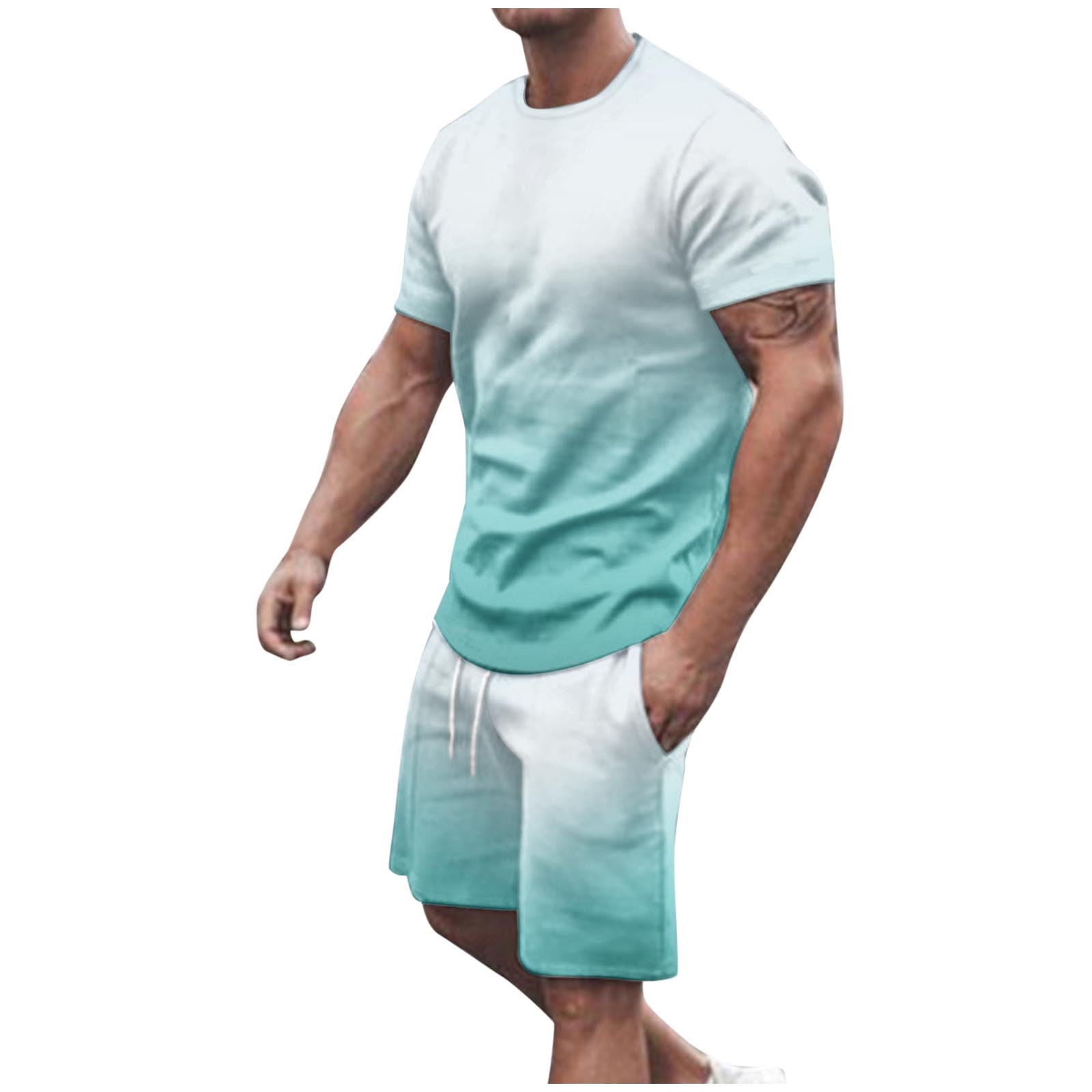 CHGBMOK Men's Short Sets Outfits 2 Pieces Shirt Sets Beach Outfit T ...