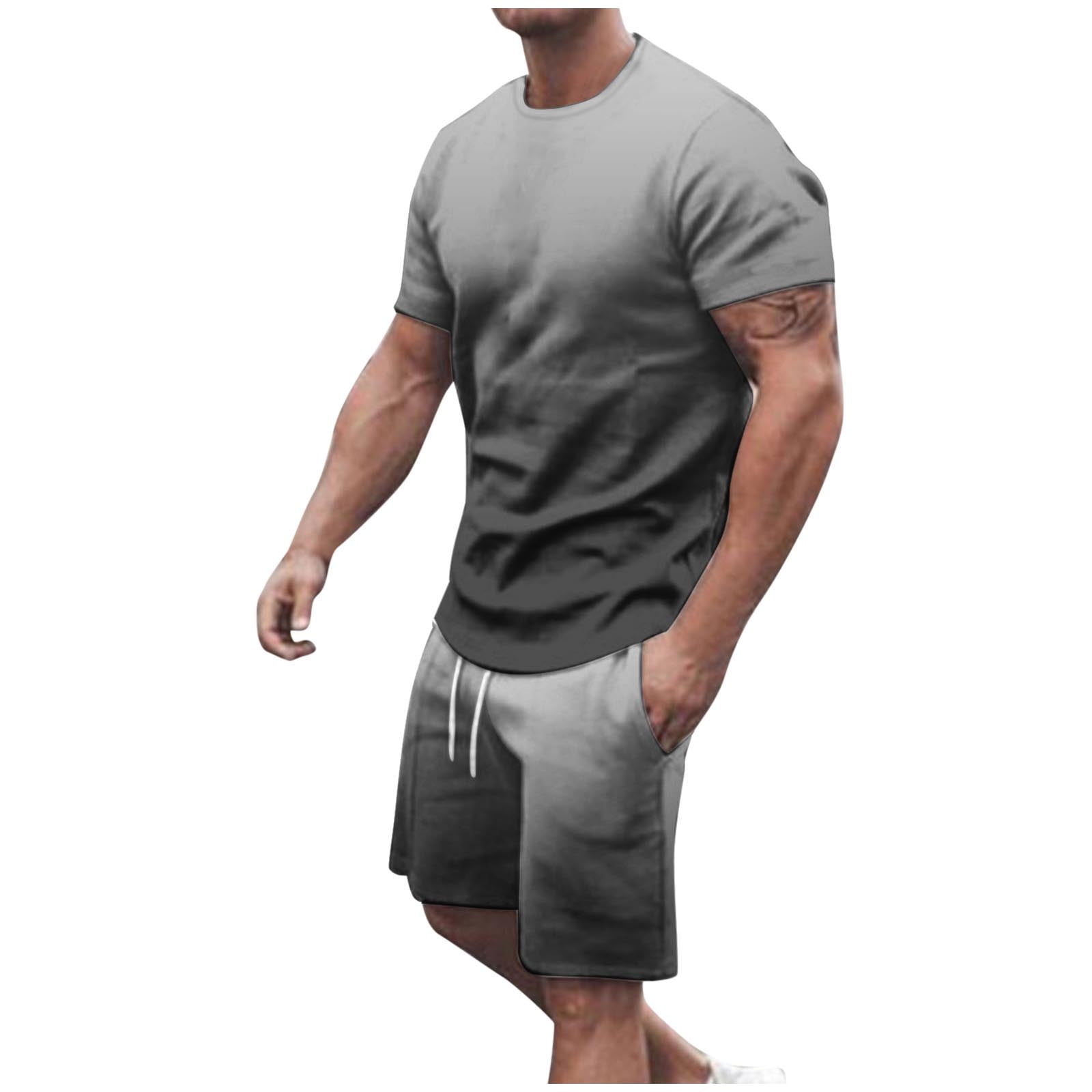 CHGBMOK Mens Short Sets Workout Sets Athletic Clothes Soccer Shirts ...