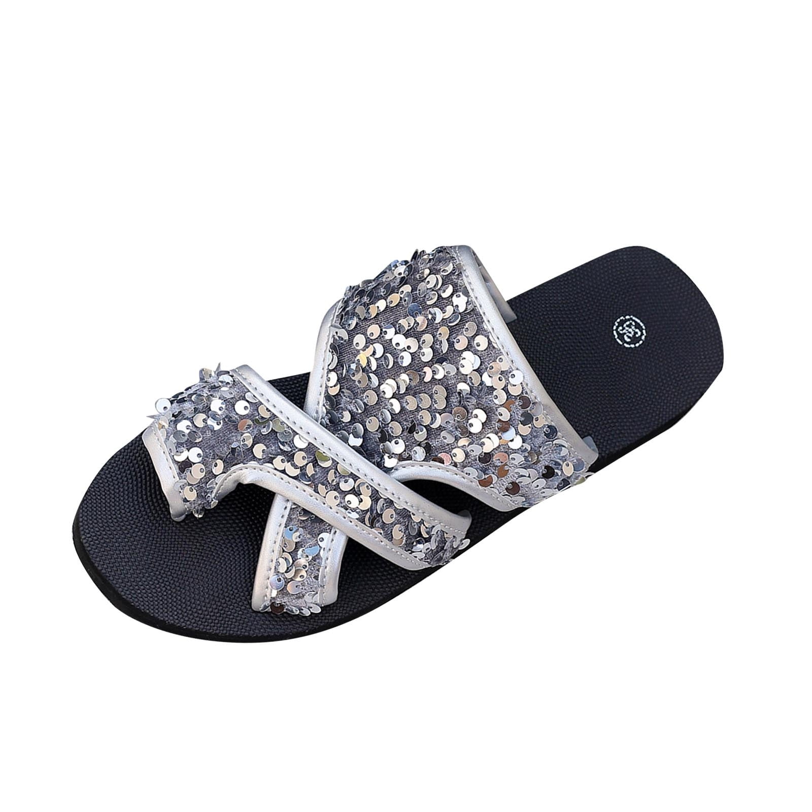 CHGBMOK Platform Sandals Women Sequin - Embellished Cross - Strap Flip ...