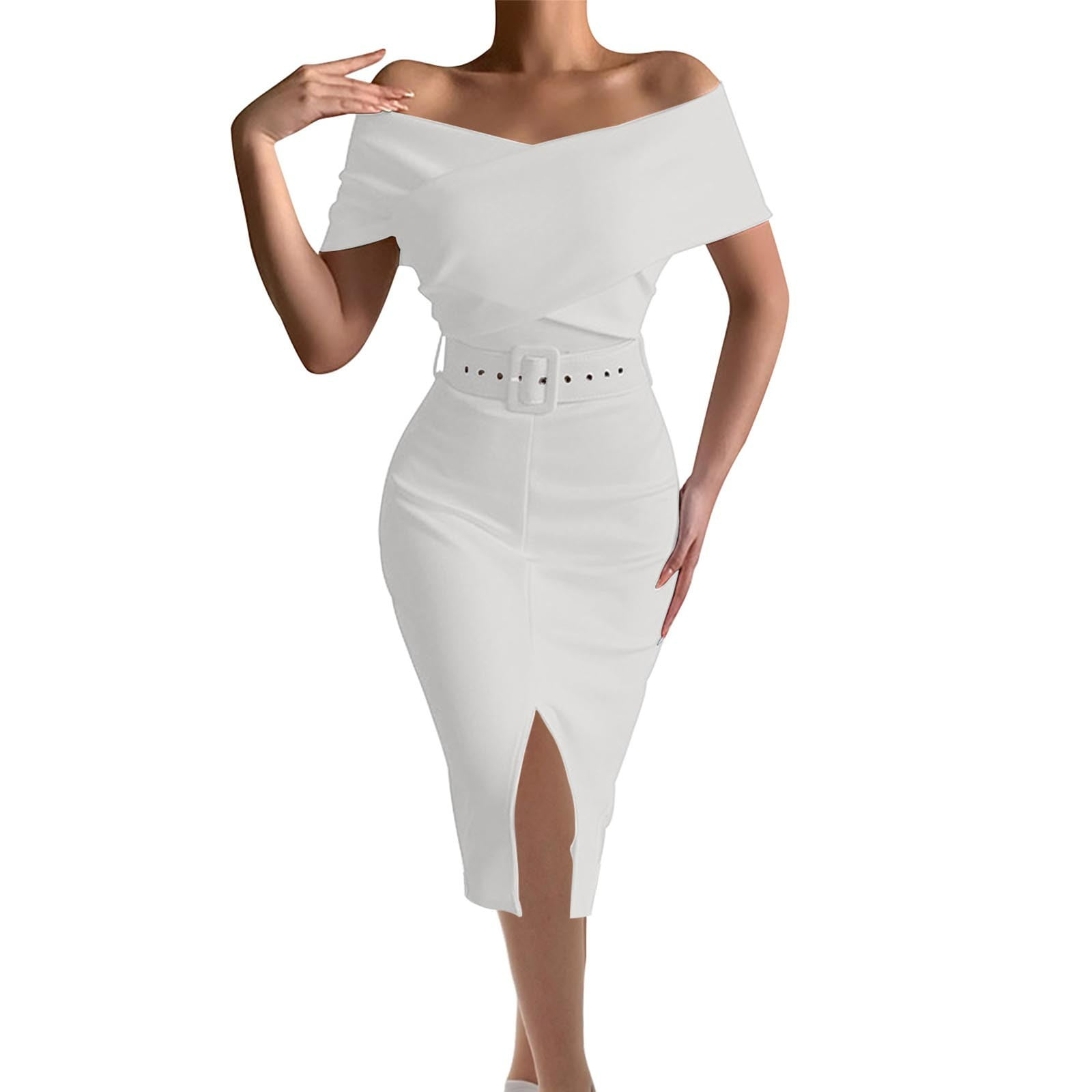 CHGBMOK Plus Size Dresses for Women Summer Bandage Solid Color Backless ...