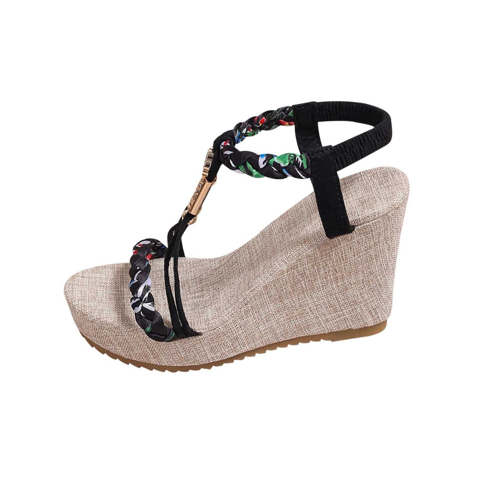 CHGBMOK Sandals for Women 2025 Wedge Sandals with Braided Straps and ...