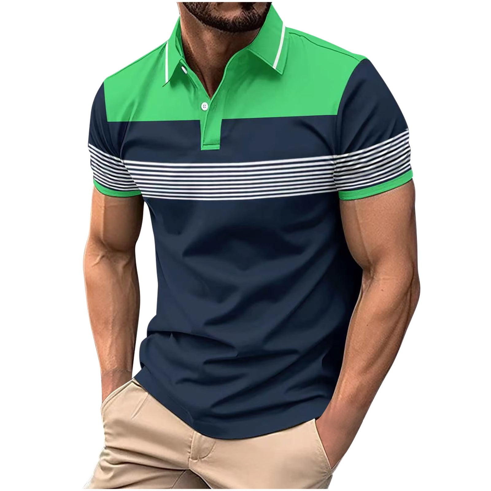 CHGBMOK Shirts for Men Casual Shirts Classic Button Basic Short Sleeve ...