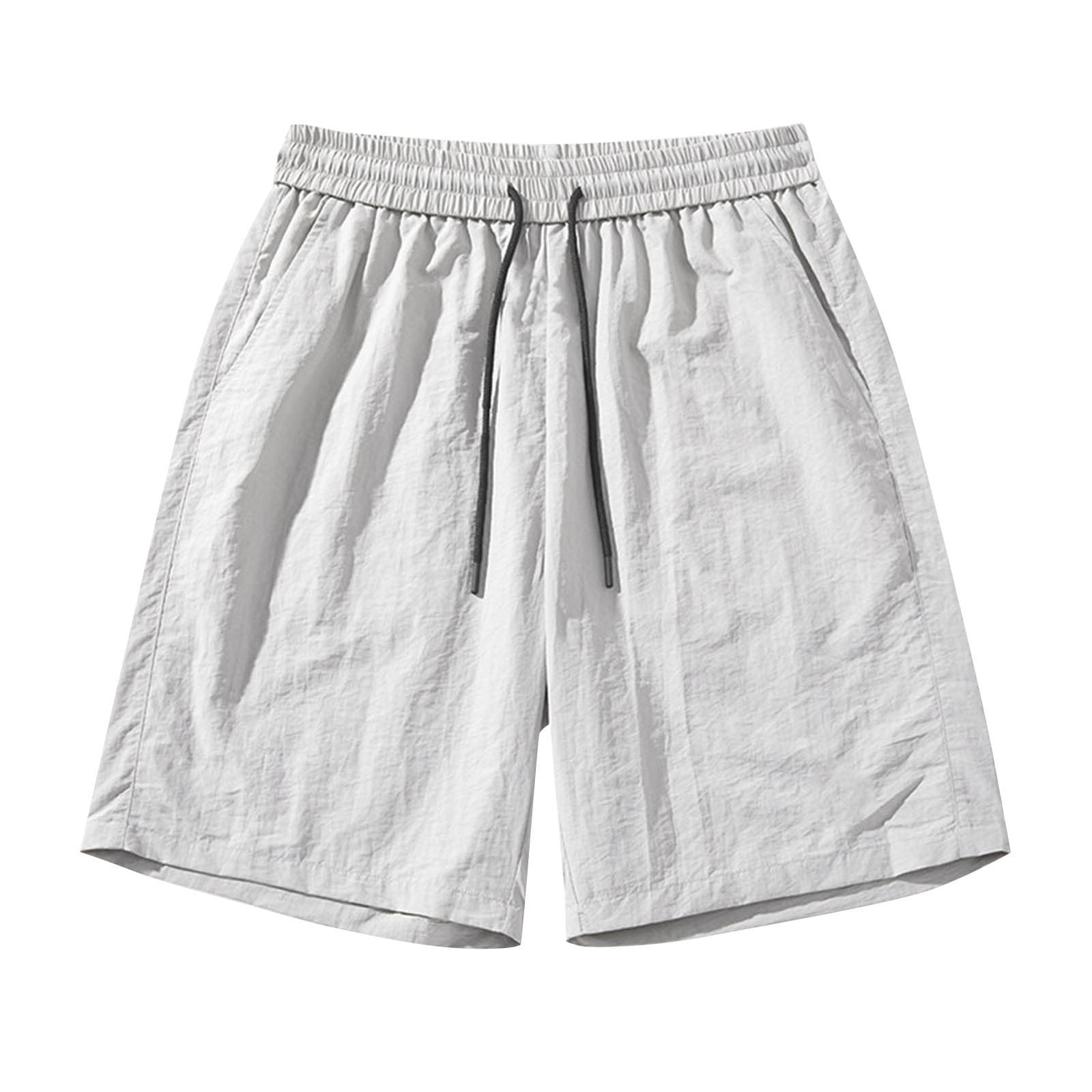 CHGBMOK Shorts Men Solid Color Loose Thin Fifth Pants Shorts Large Size ...