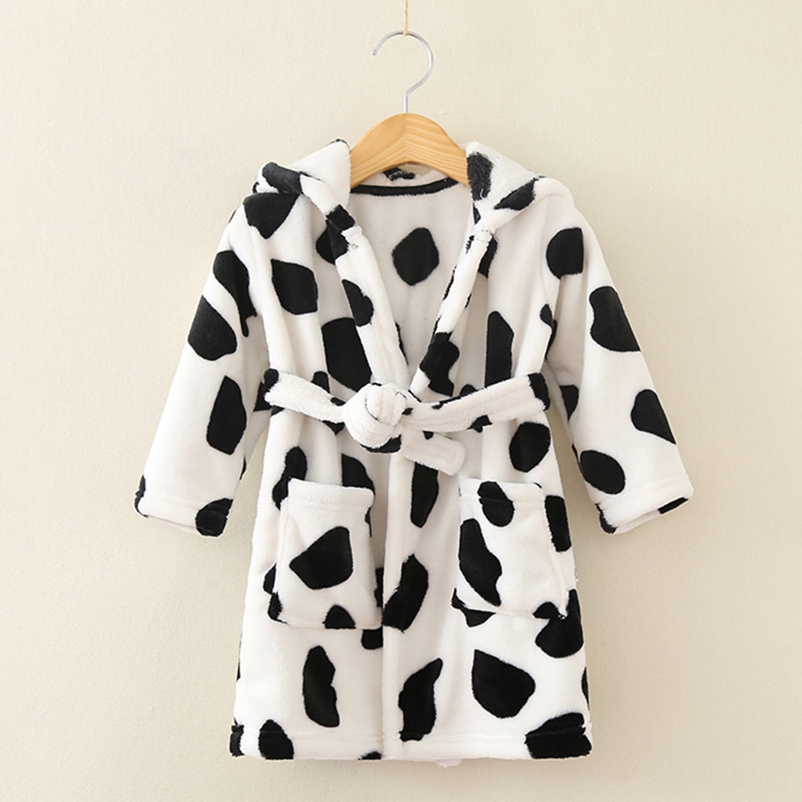 CHGBMOK Toddler Baby Boys Girls Hooded Thick Warm Flannel Bathrobe ...