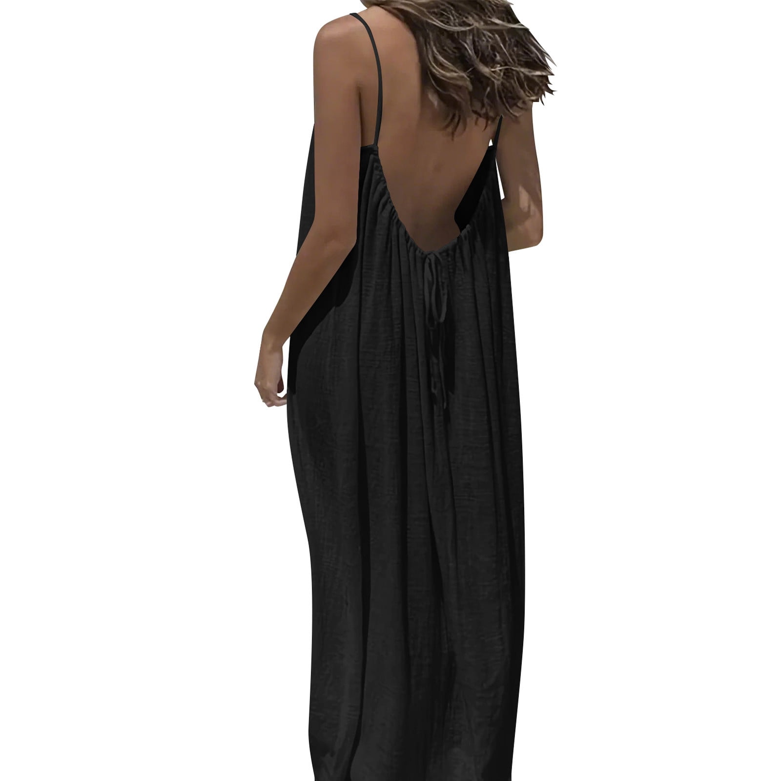 CHGBMOK Backless Cami Dresses for Women Cami Lounge Dress Backless ...
