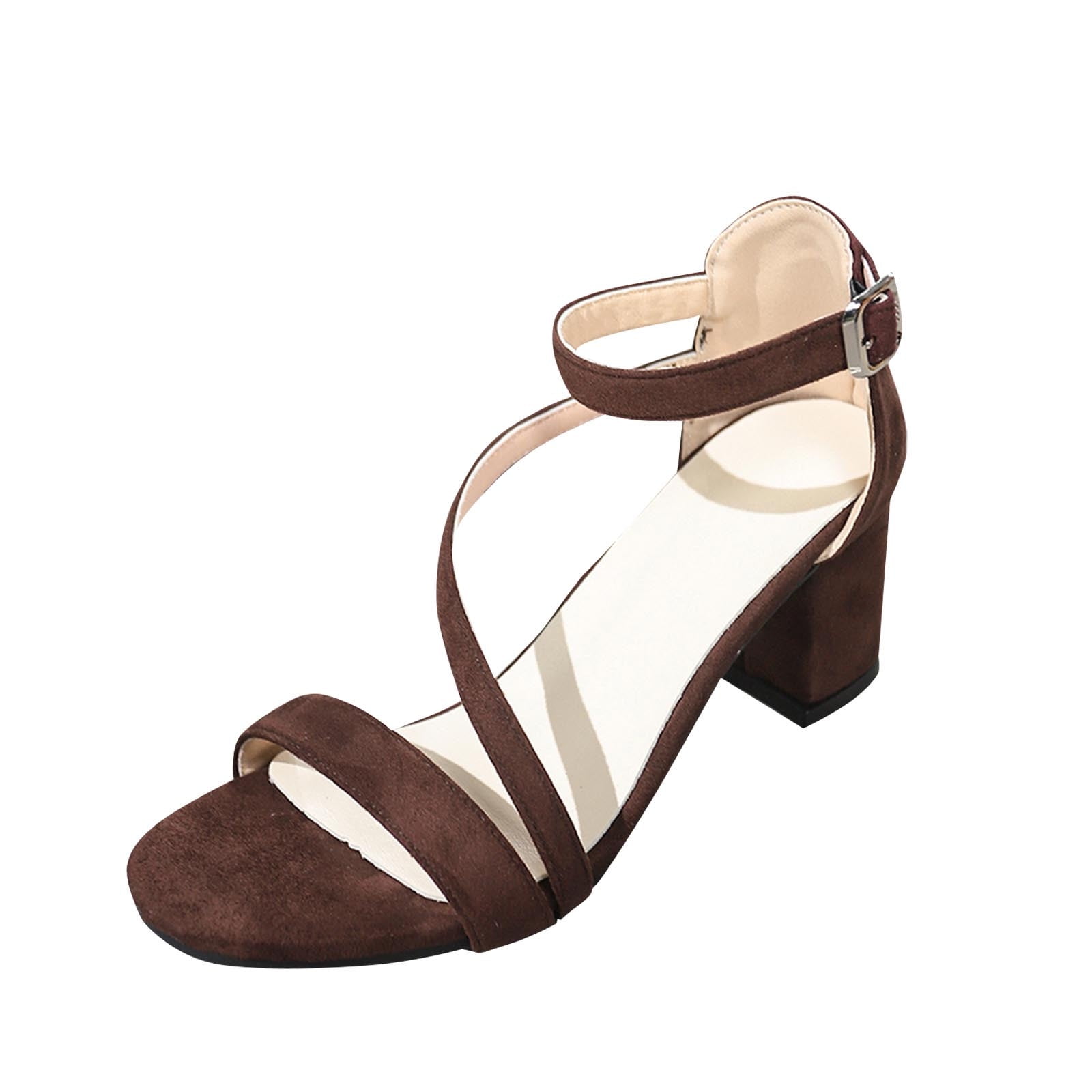 CHGBMOK Women Sandals Round Head Sandals Comfy High Heels Shoes Sizes ...