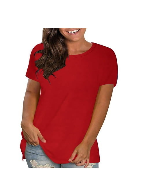 Oalirro Trendy Blue Blouses for Women, Plus-Size Fashion Round Neck ...