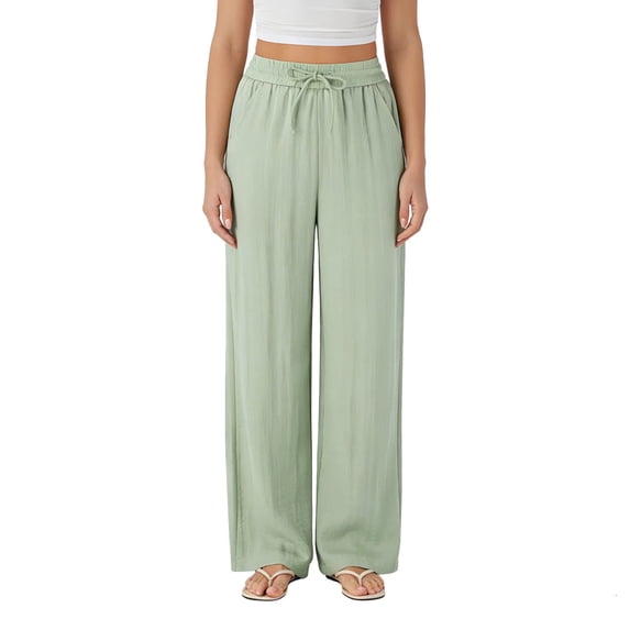 CHGBMOK Women Wide Leg Trousers Drawstring Loose Casual Long Pants ...