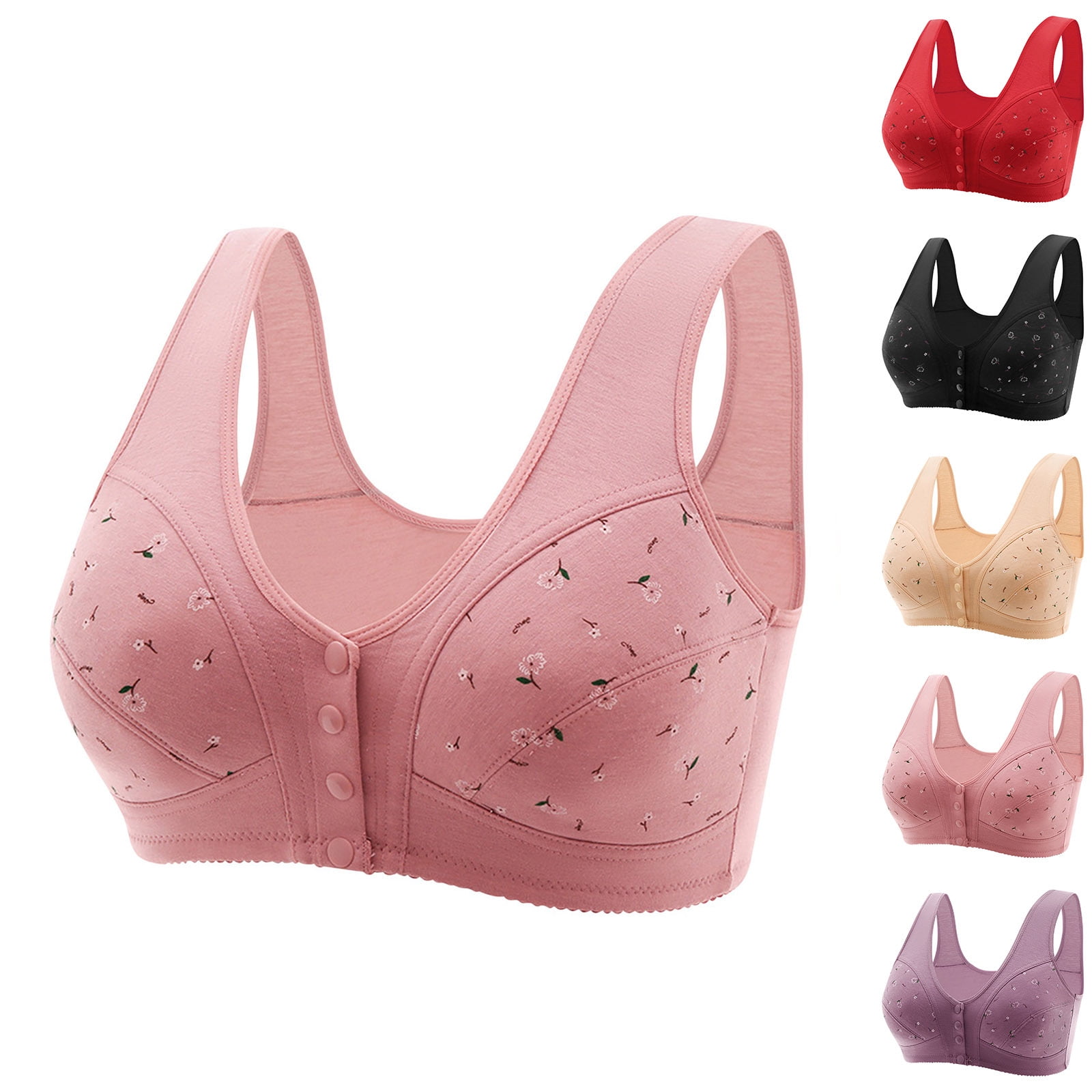 CHGBMOK Daisy Bras for Older Women,Convenient Snap Front Close Button ...