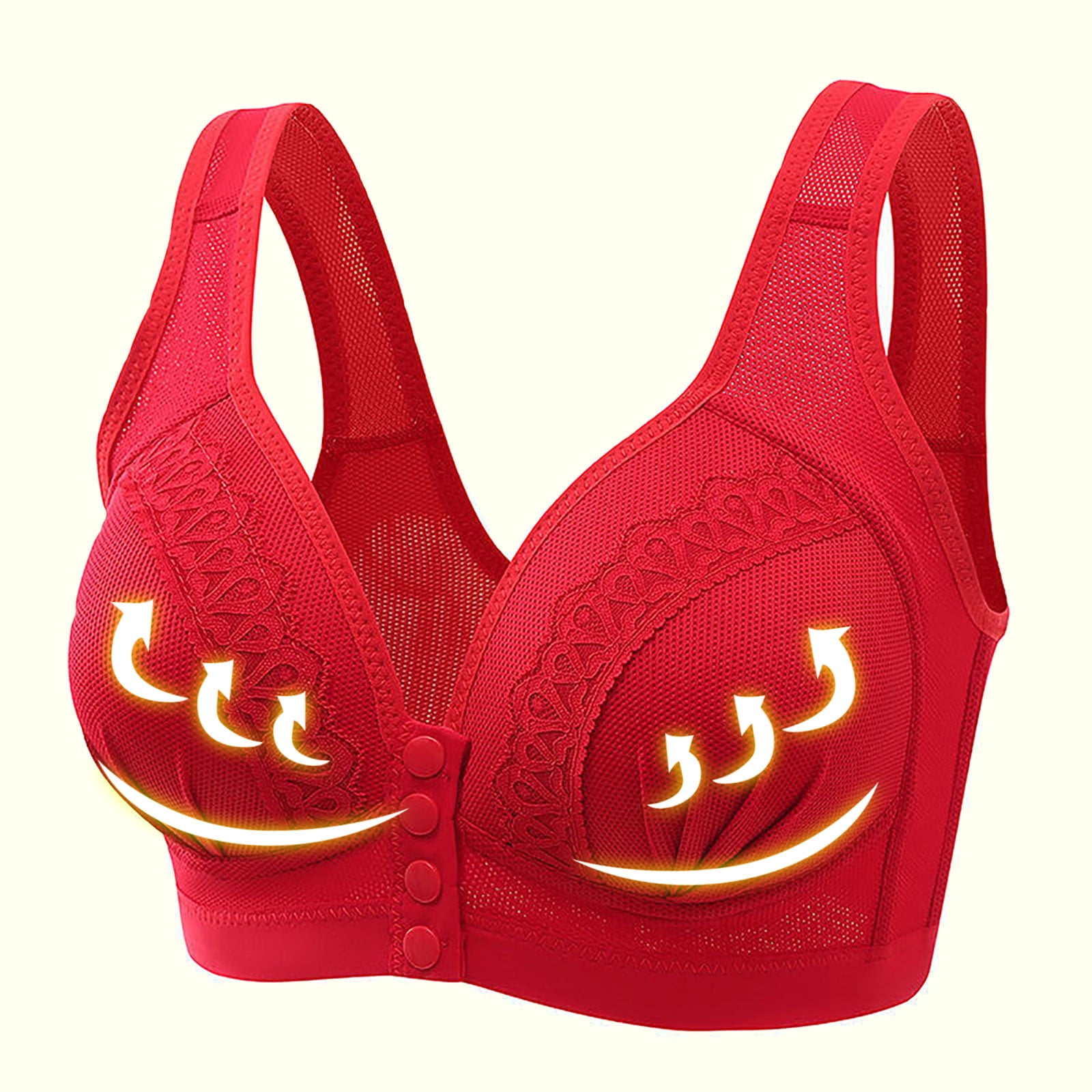 CHGBMOK Women's Plus Size Bras Comfort Front Close Wireless Bra Push Up ...