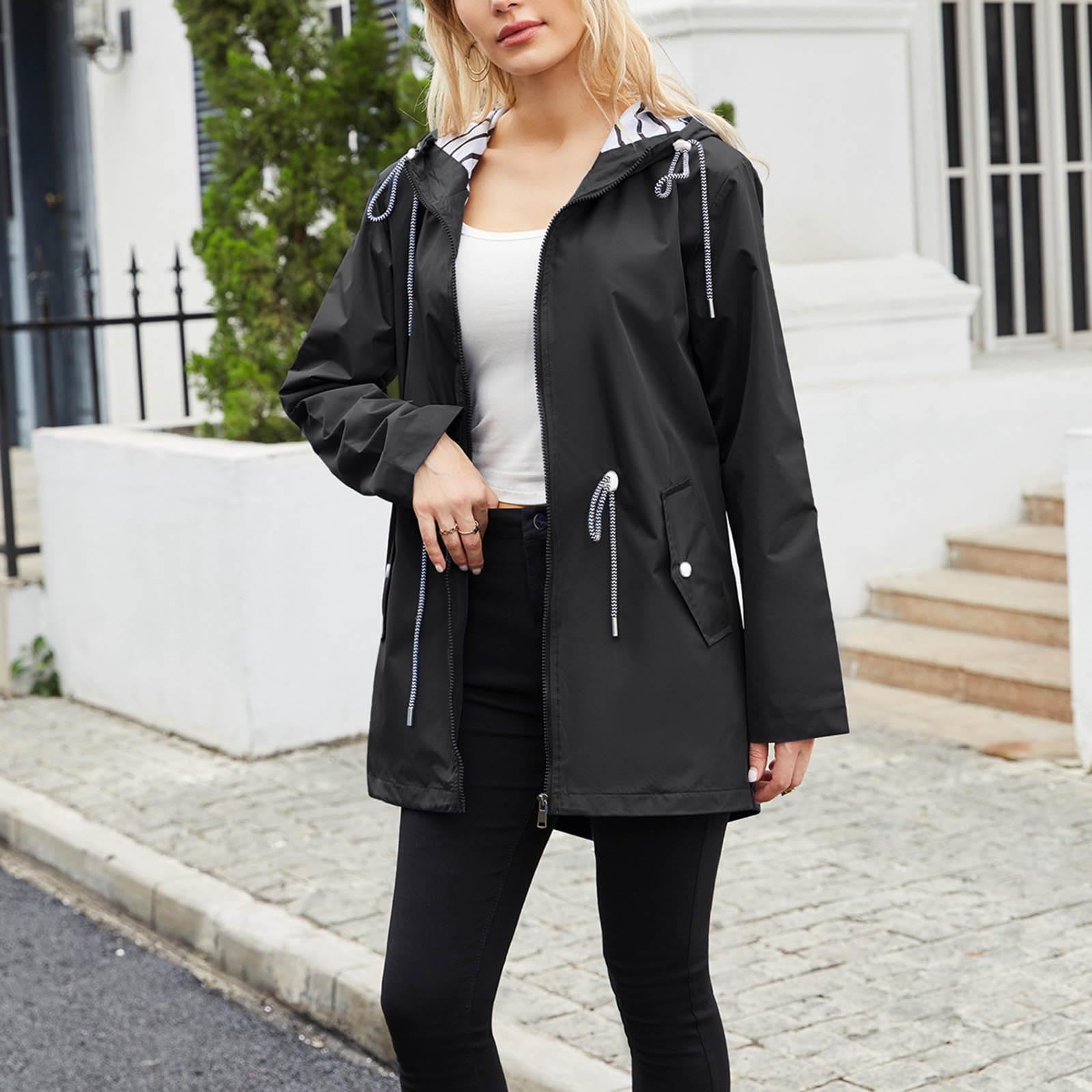 CHGBMOK Women's Rain Jacket Lightweight Waterproof Rain Coat with ...