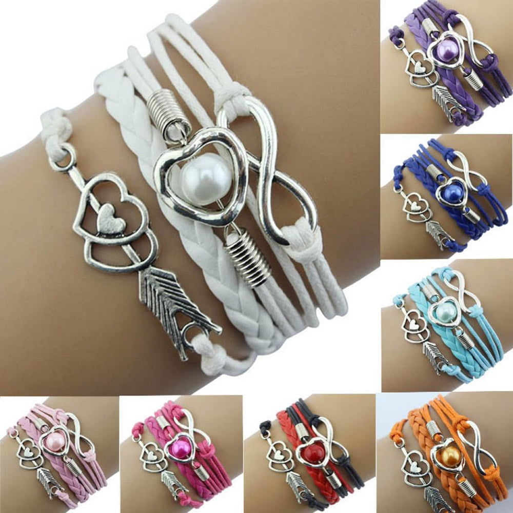 CHGBMOK Womens Bracelets Infinity Love Heart Pearl Friendship Antique ...