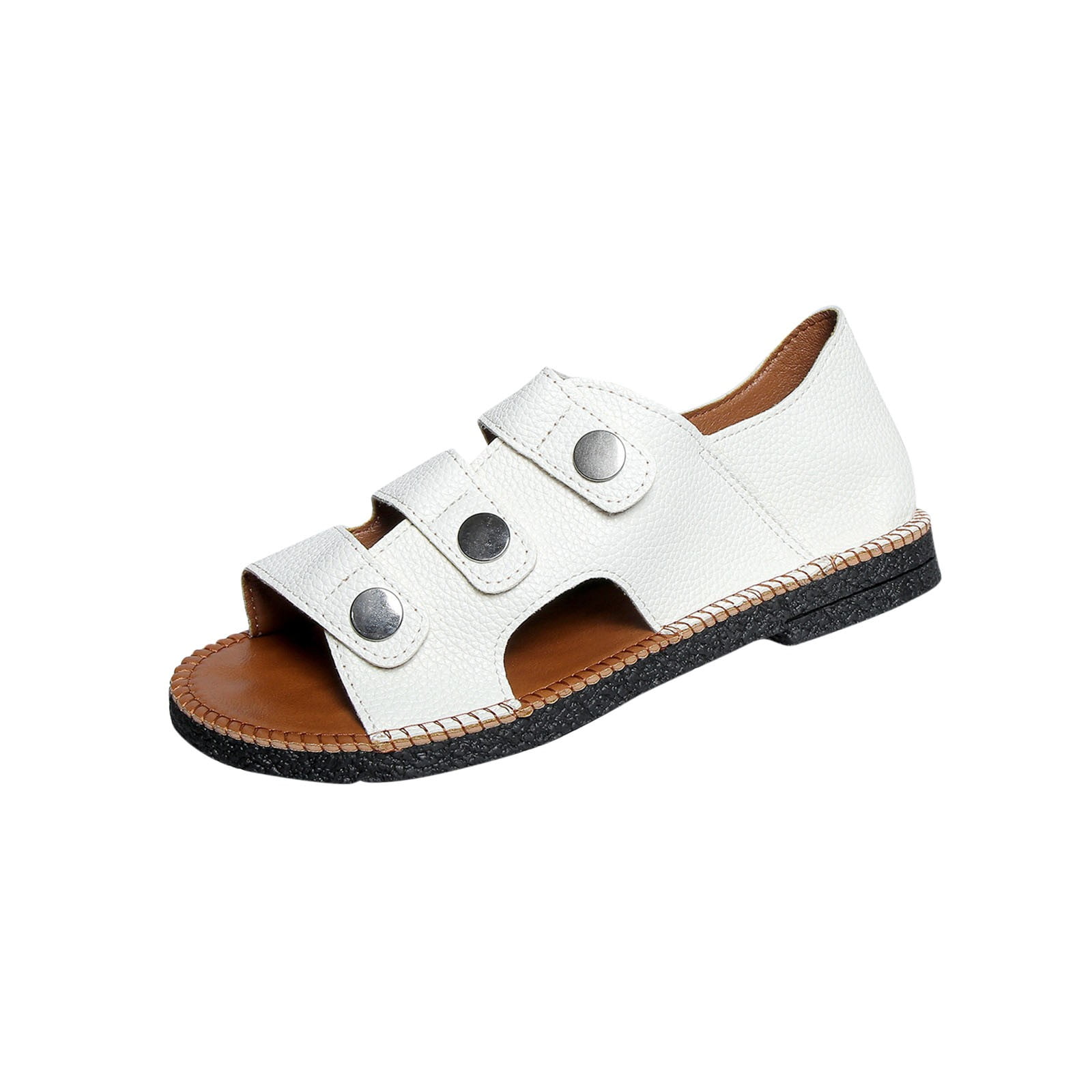 CHGBMOK Womens Sandals Spring and Summer New Hollow Elastic Solid Color ...