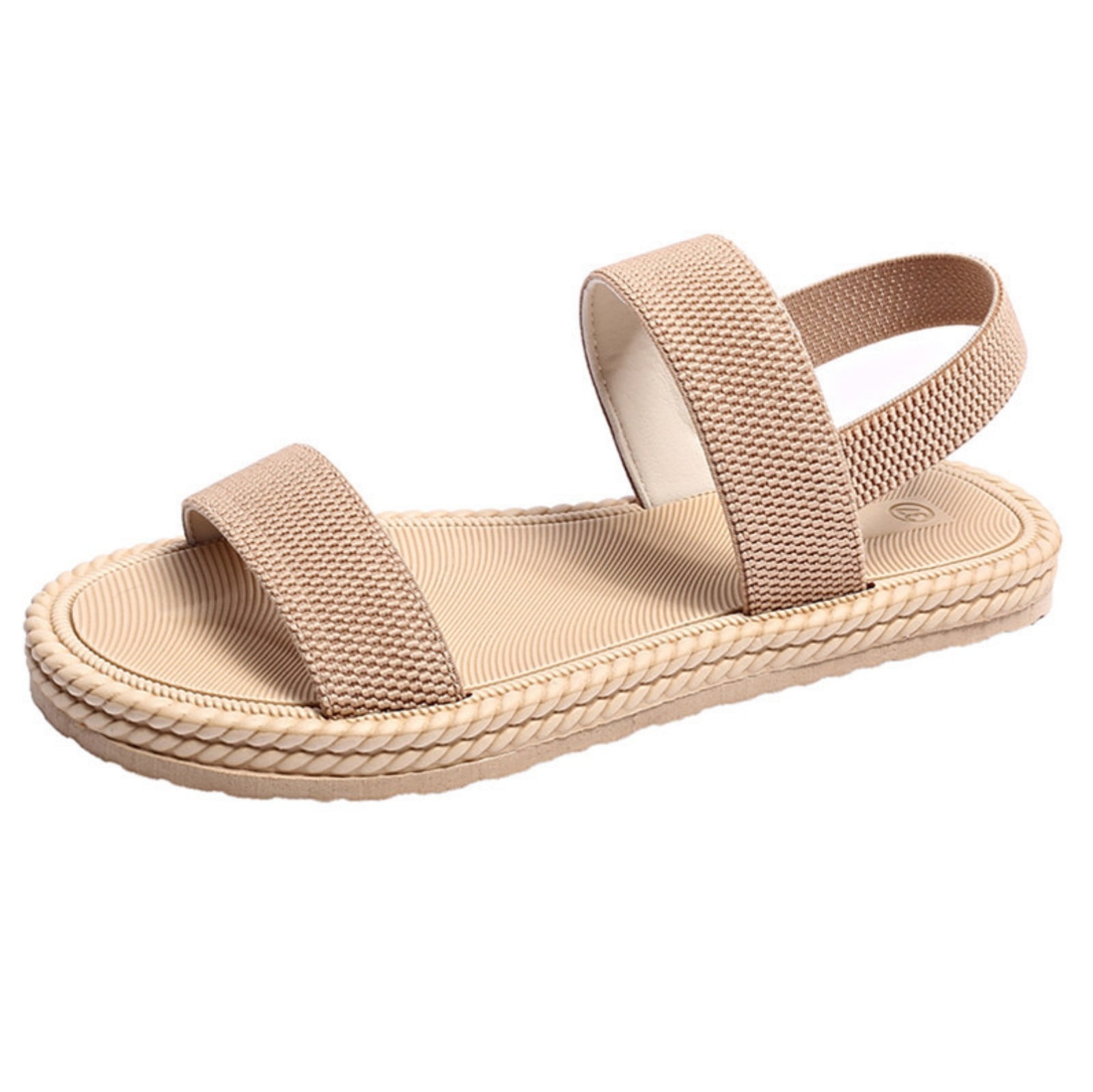 CHGBMOK Womens Sandals Two - Strap Flat Sandals with Textured Straps ...