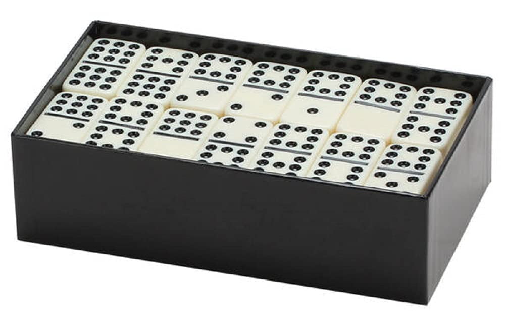 CHH 2312 Double 9 Jumbo Ivory Dominoes in Black Box, 8.25-inch Length ...