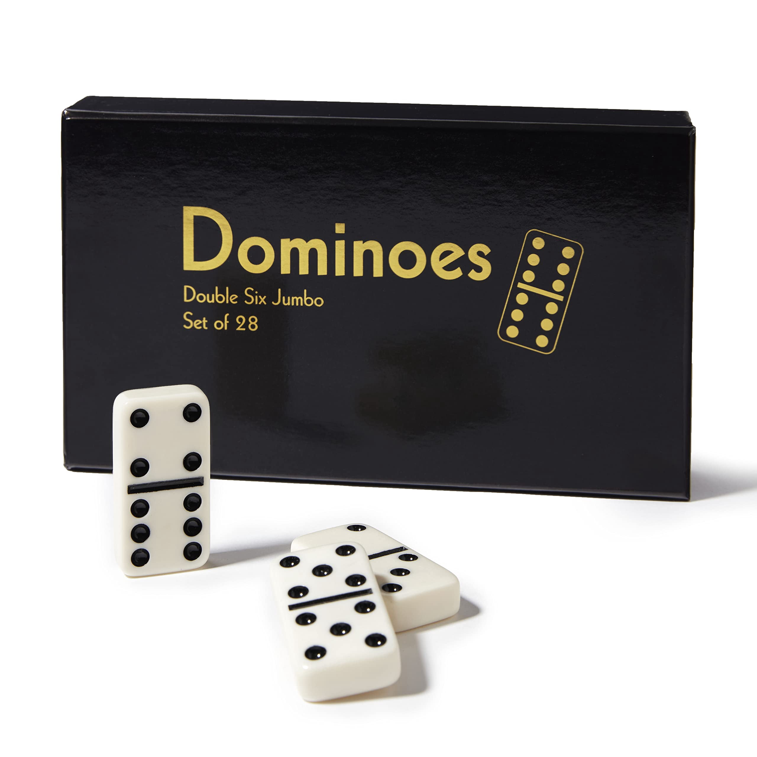 CHH Black/Cream Color Double 6 Jumbo Size Domino Tiles in Cardboard Box ...