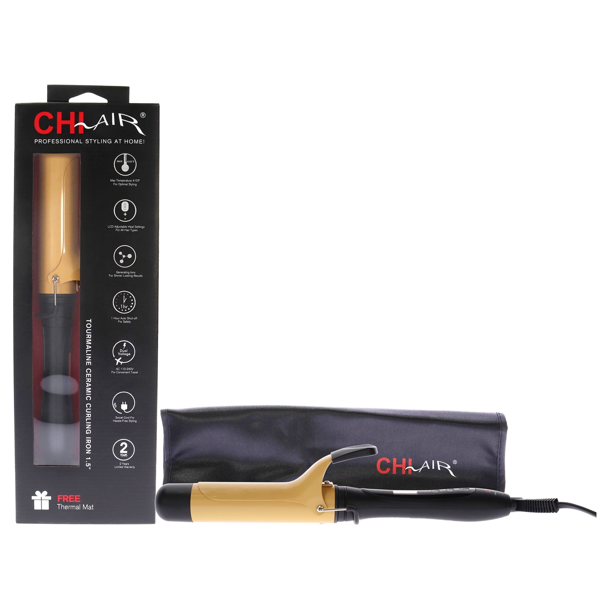 "CHI Air Hot Curly Hair 1.5"" Tourmaline Ceramic Spring Curling Iron ...
