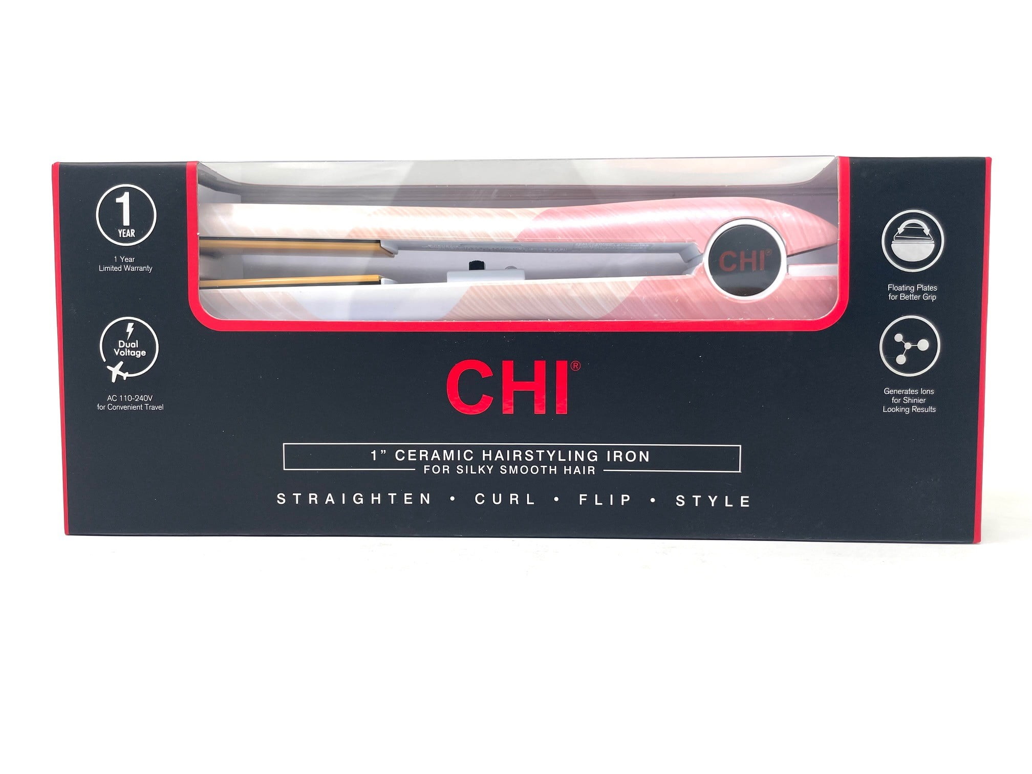 CHI TOURMALINE CERAMIC HAIRSTYLING IRON 1” PINK PRINT - Walmart.com