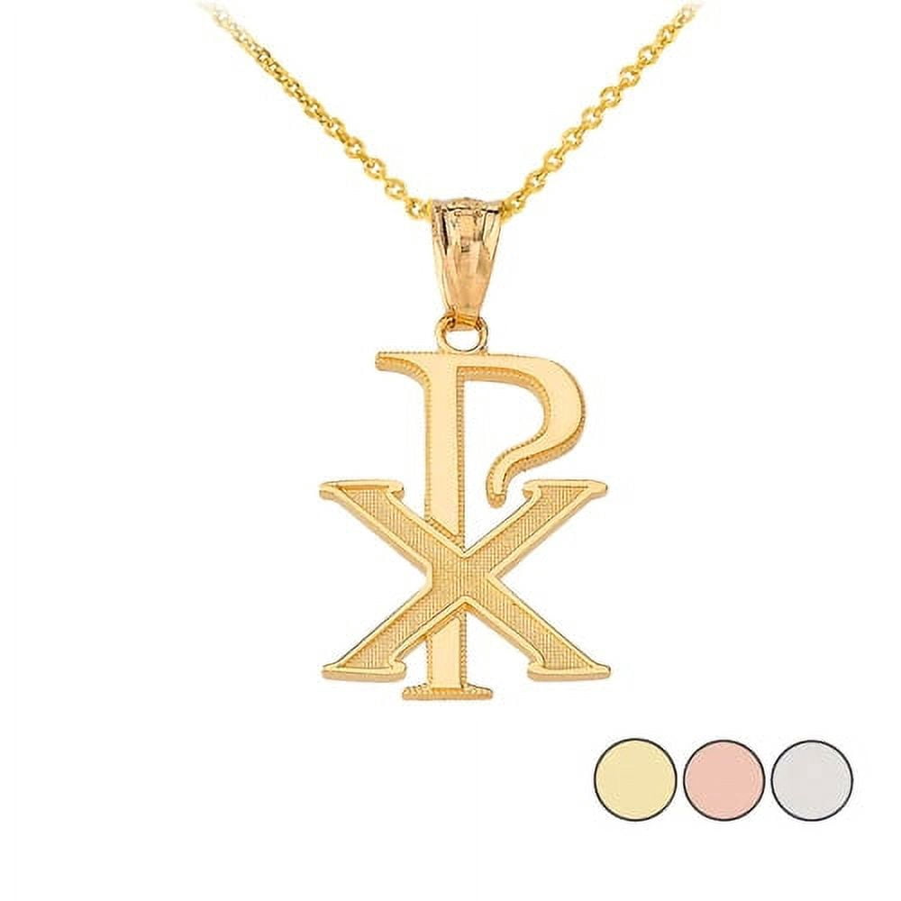 CHI-RHO SYMBOL PENDANT NECKLACE IN GOLD (YELLOW/ ROSE/WHITE) : 14K ...