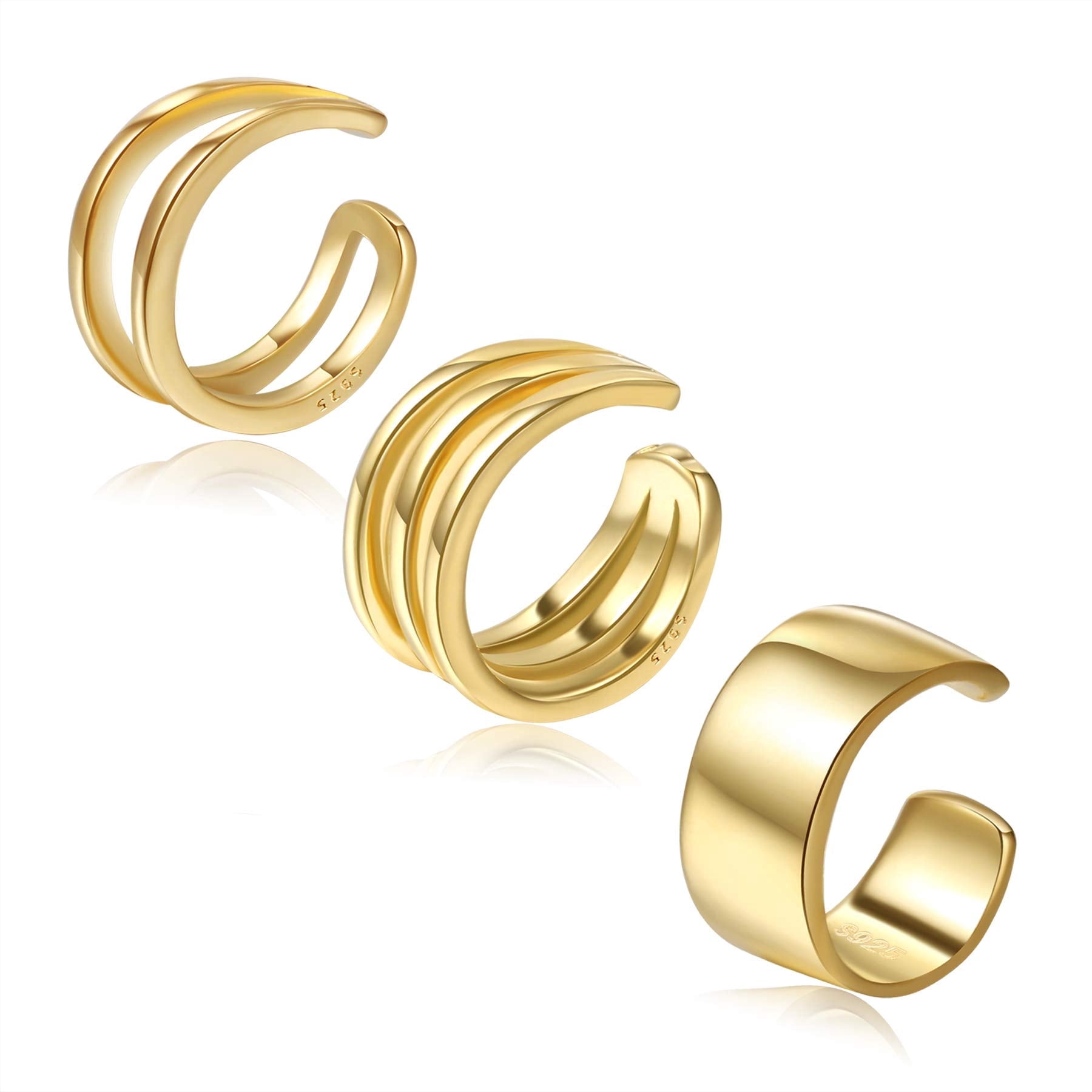 Chic & Artsy Cuff Earrings 925 Sterling Silver Ear Cuff Earrings Non ...