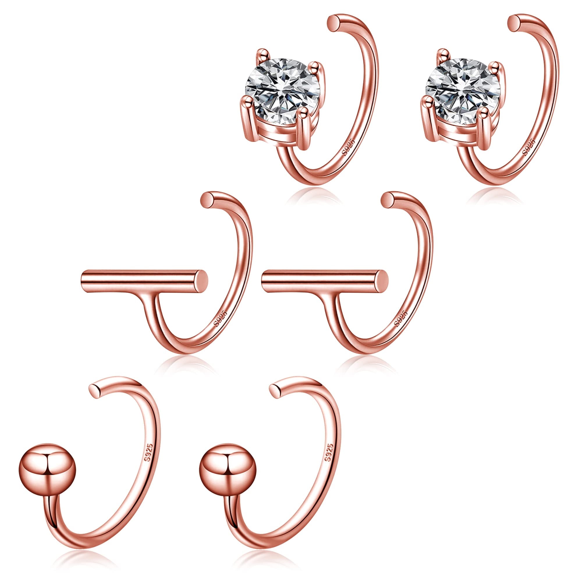 Chic & Artsy Rose Gold Plated 925 Sterling Silver Half Hoop Earrings ...