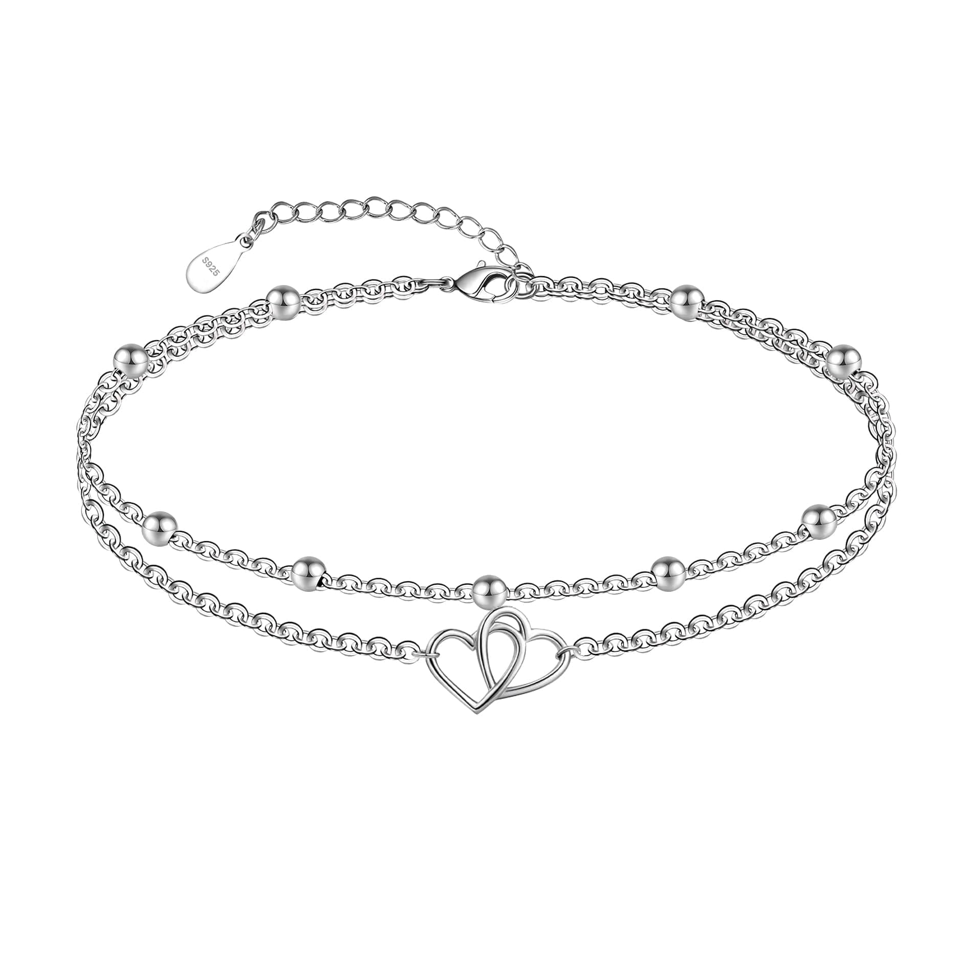 CHIC & ARTSY Womens Anklet 925 Sterling Silver Created Opal Layered ...